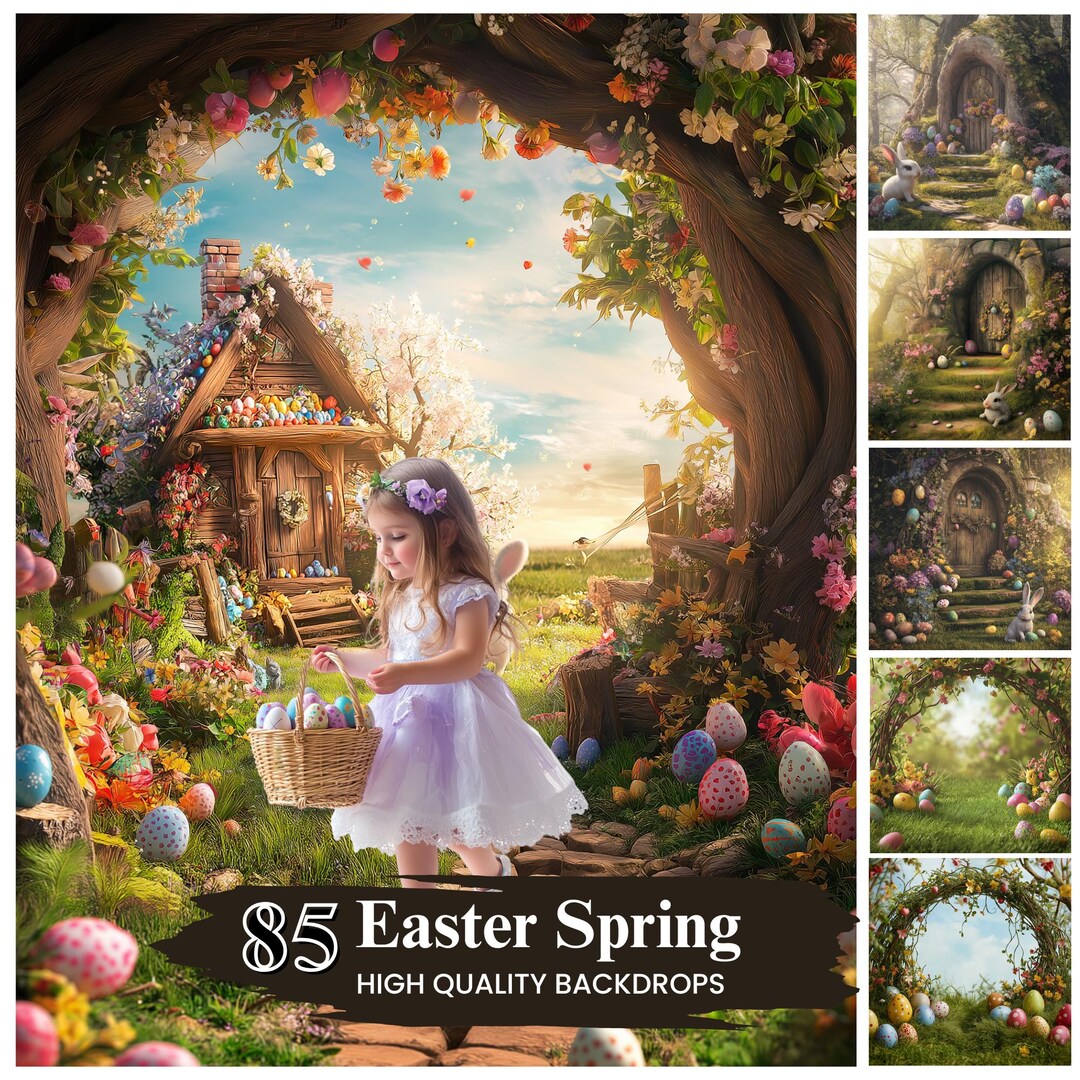 50+ Easter Spring Backdrops, Easter Arch Digital Backdrops, Easter Egg ...