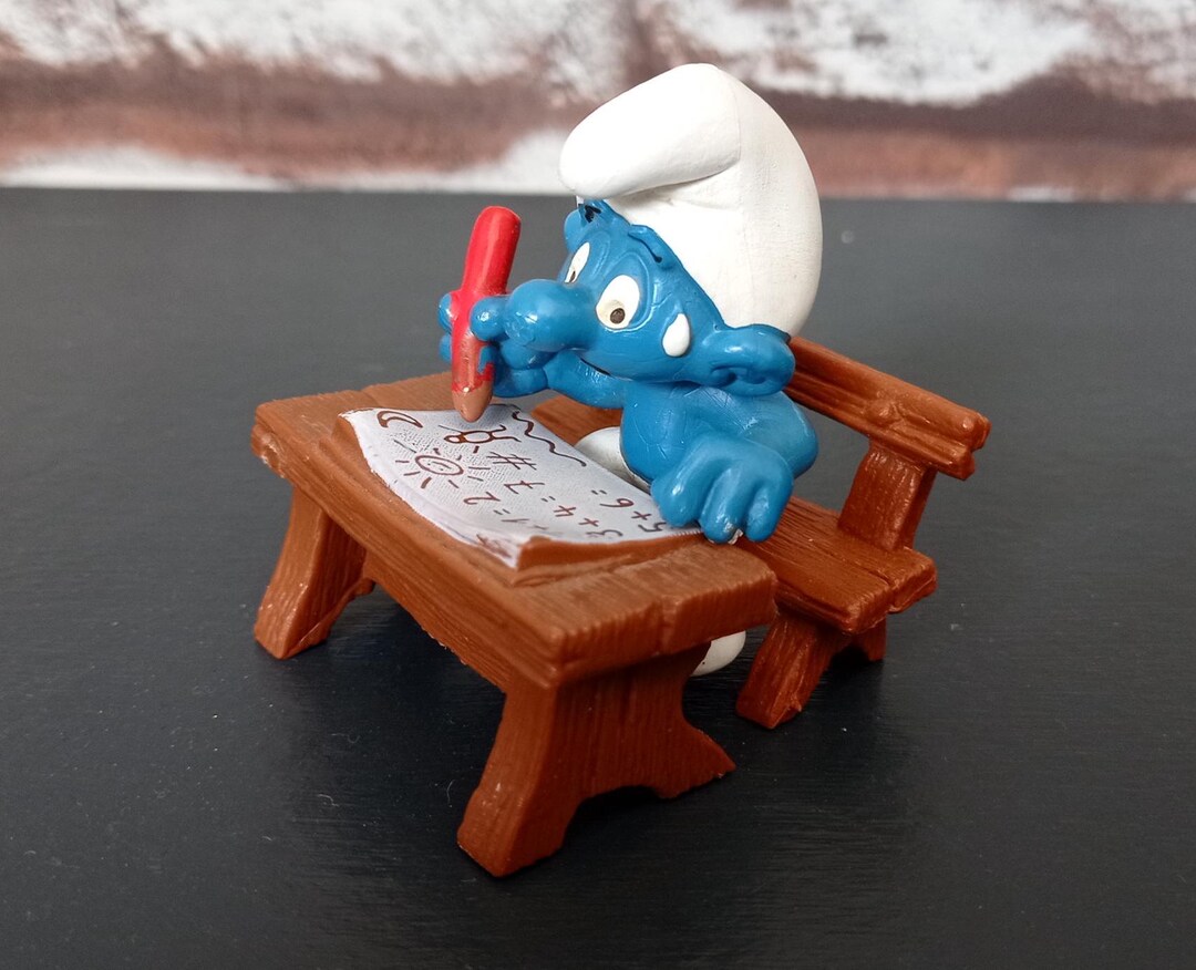 The Smurfs - 2.5" PVC Figure - School Desk Super Smurf 4.0220 ...