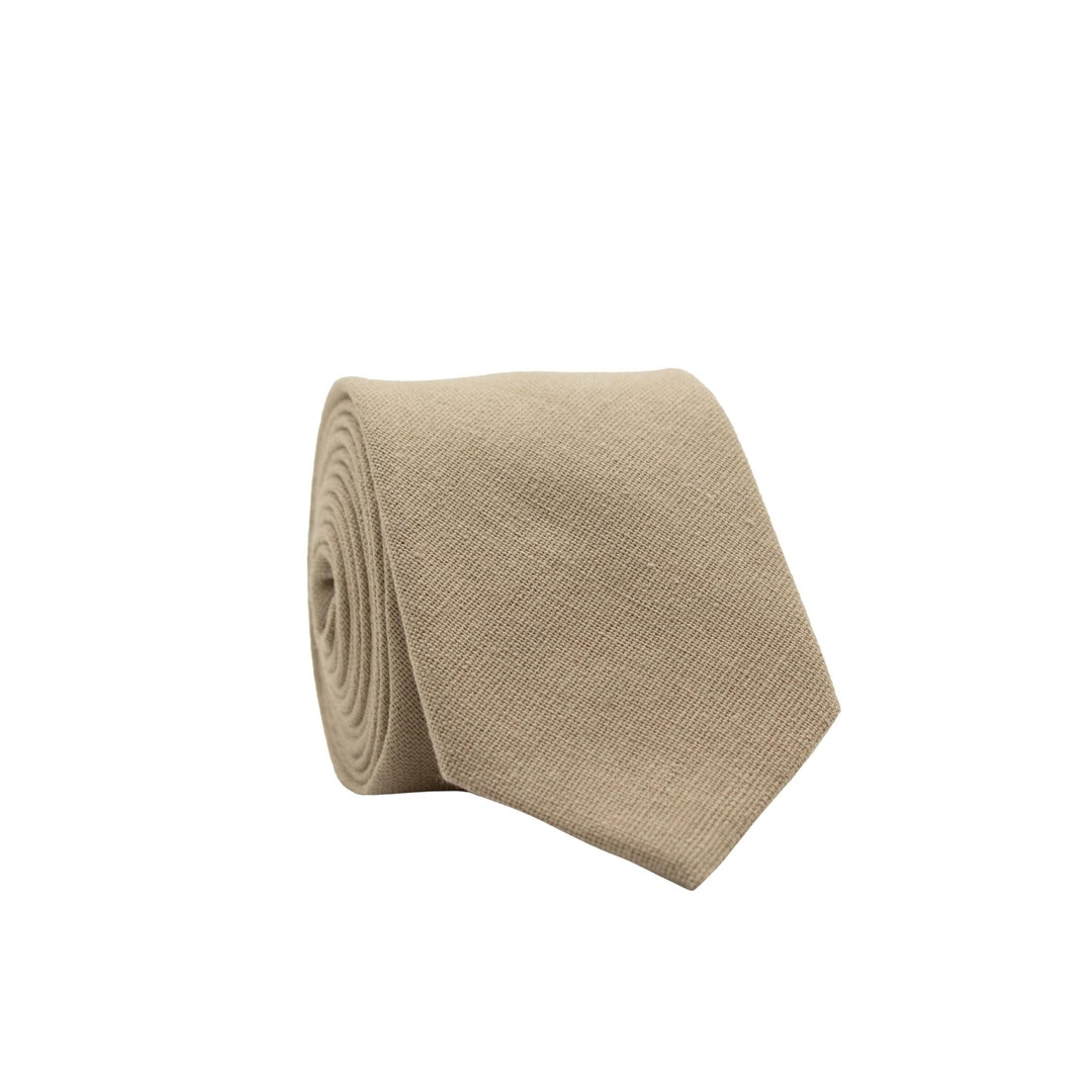 Skinny Necktie, Tan Solid Tie, 100% Cotton, Bridal Party Gifts - Etsy
