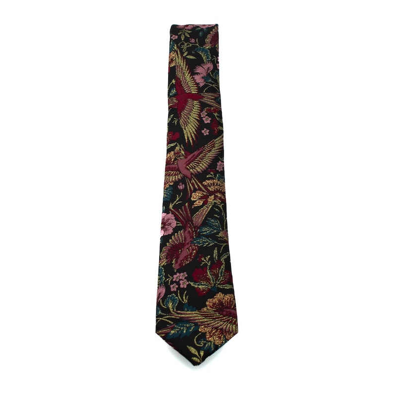Limited Edition Custom Gold Bird Floral Tie With Matching Pocket Square ...