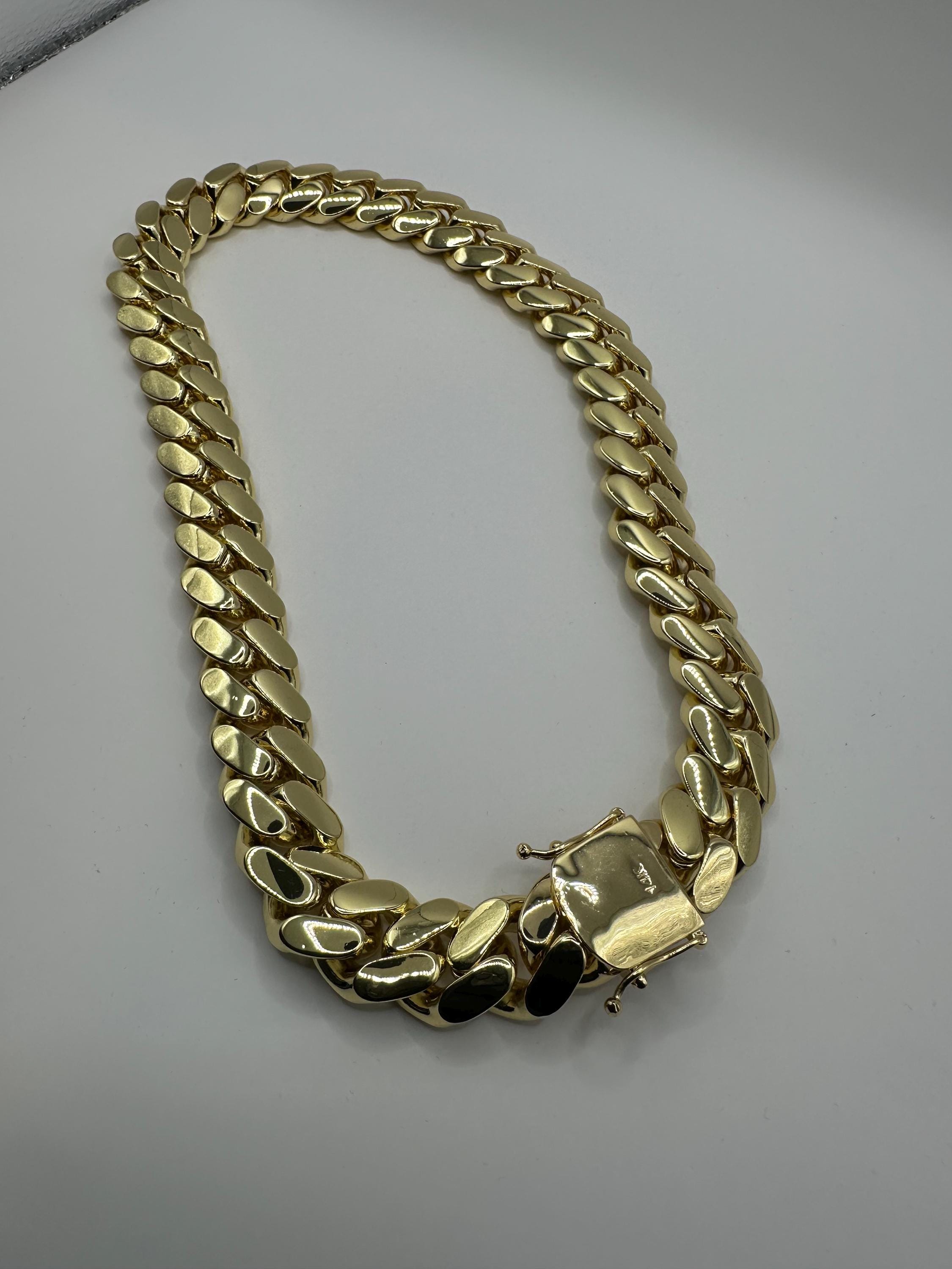 22mm 22" 550g Handmade Miami Cuban Link Chain HEAVY - 14k Gold Plated ...