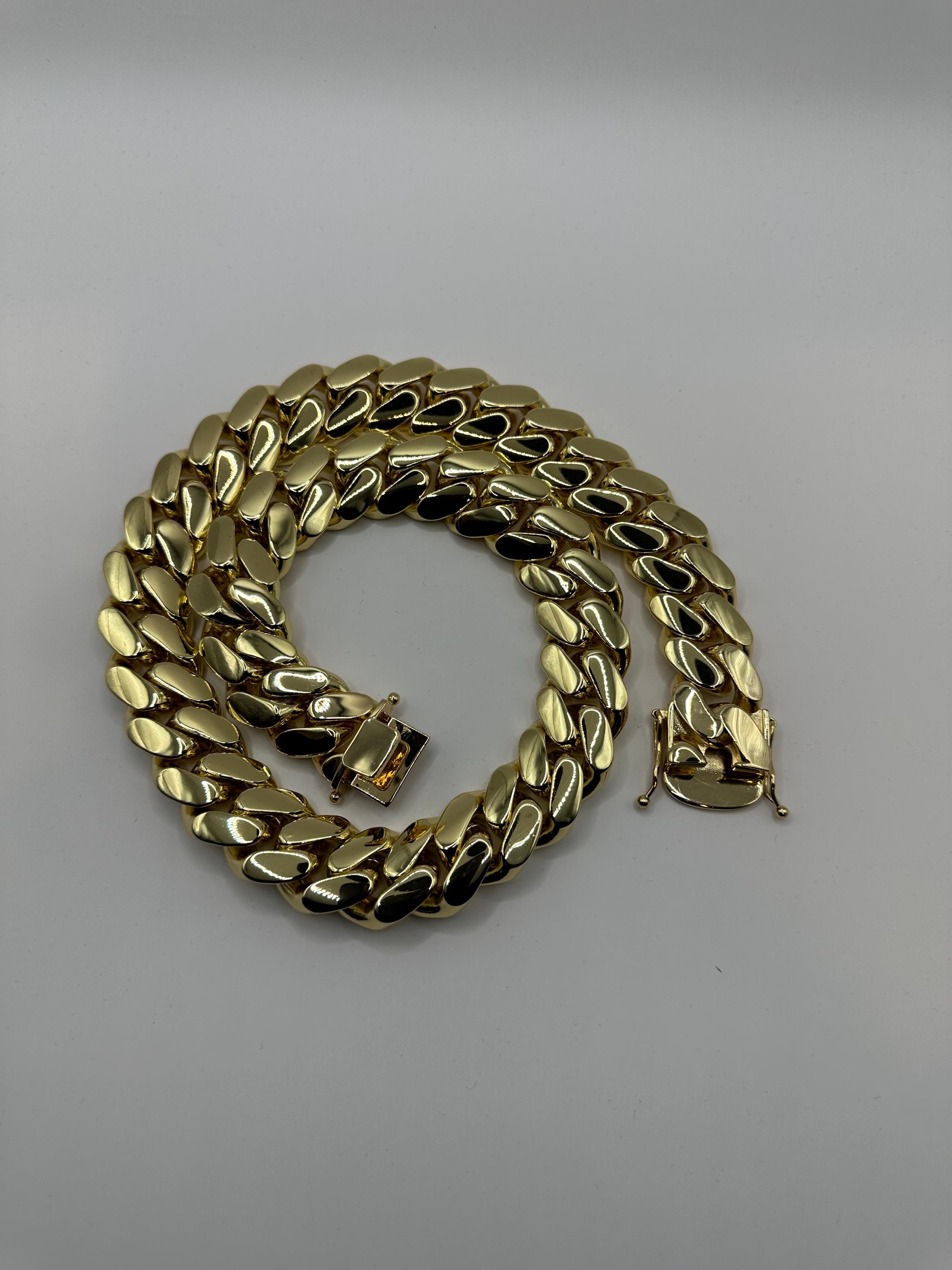 22mm 26" 580g Handmade Miami Cuban Link Chain HEAVY - 14k Gold Plated ...
