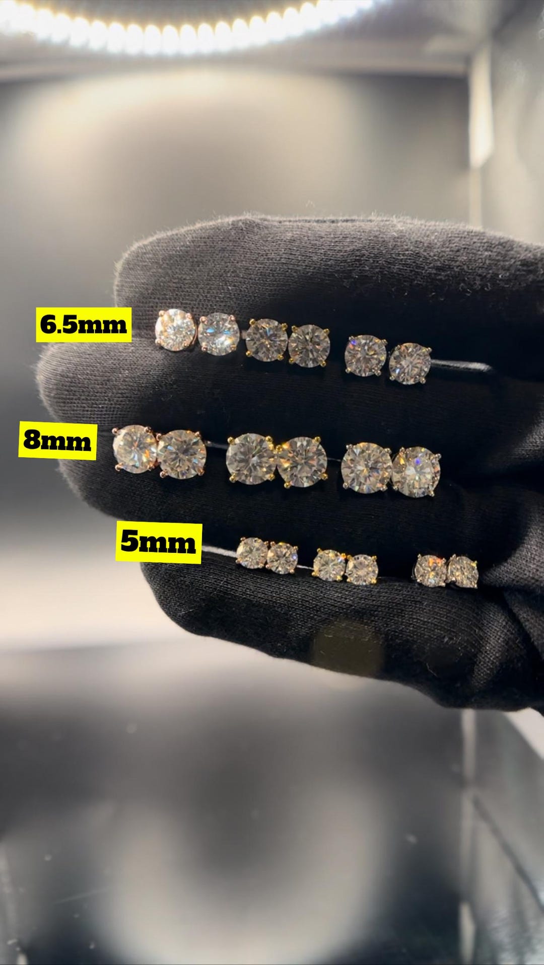 5MM 6.5MM 8MM Moissanite VVS1 D Color Clarity Stud Earrings Yellow Rose ...