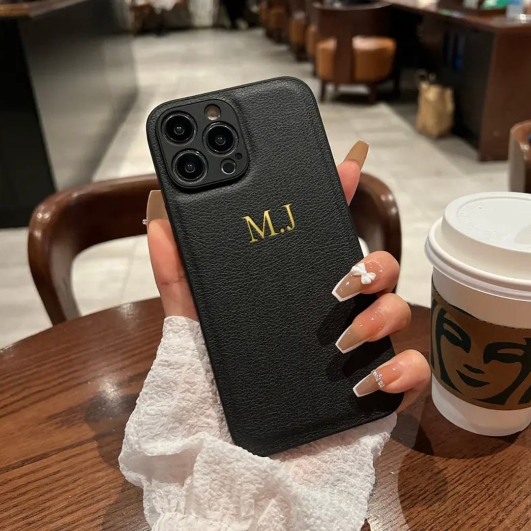 Personalized Leather iPhone Case, Monogram Engraved Leather, Initials ...