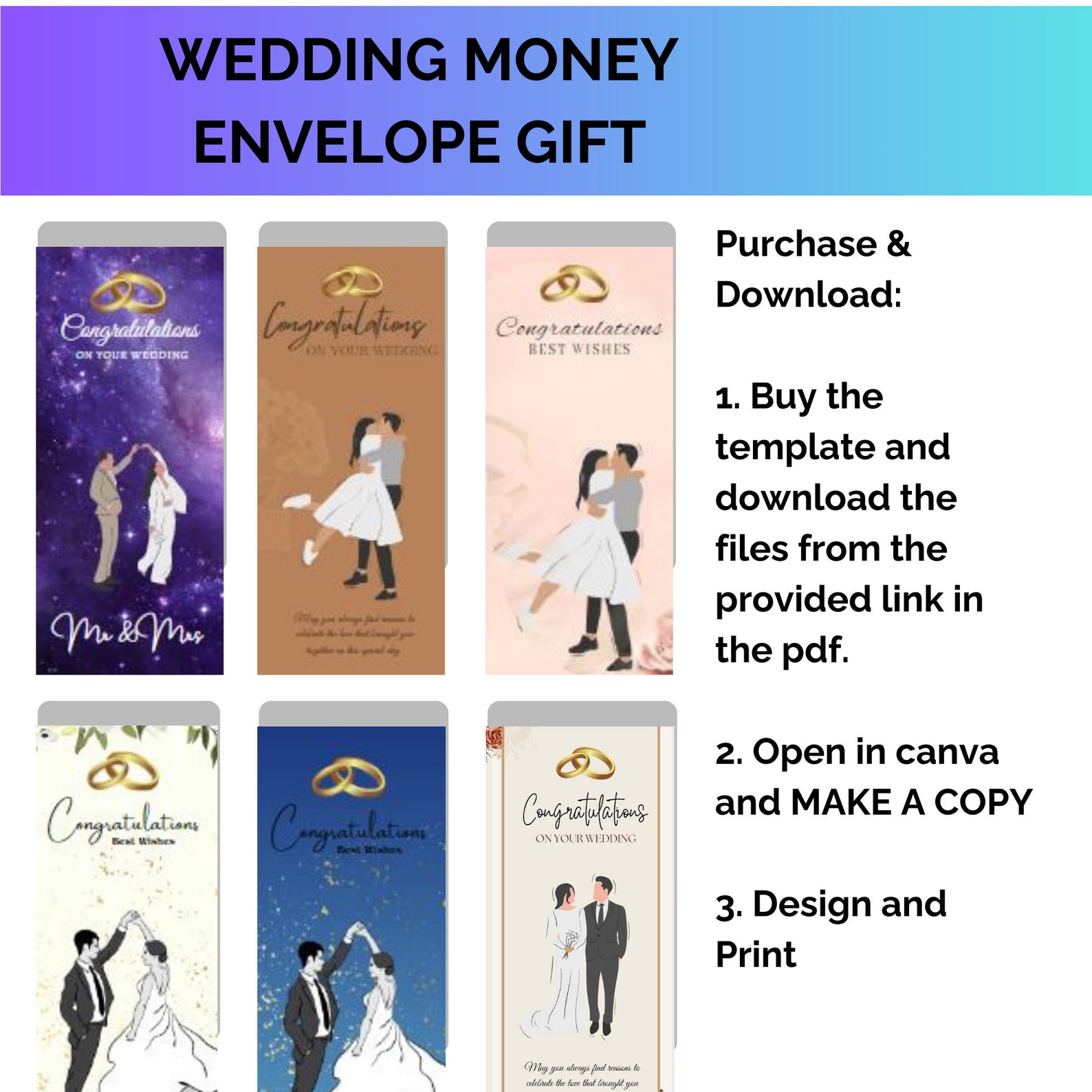 Wedding Money Envelope Minimalist Invitation Printable Stationery ...