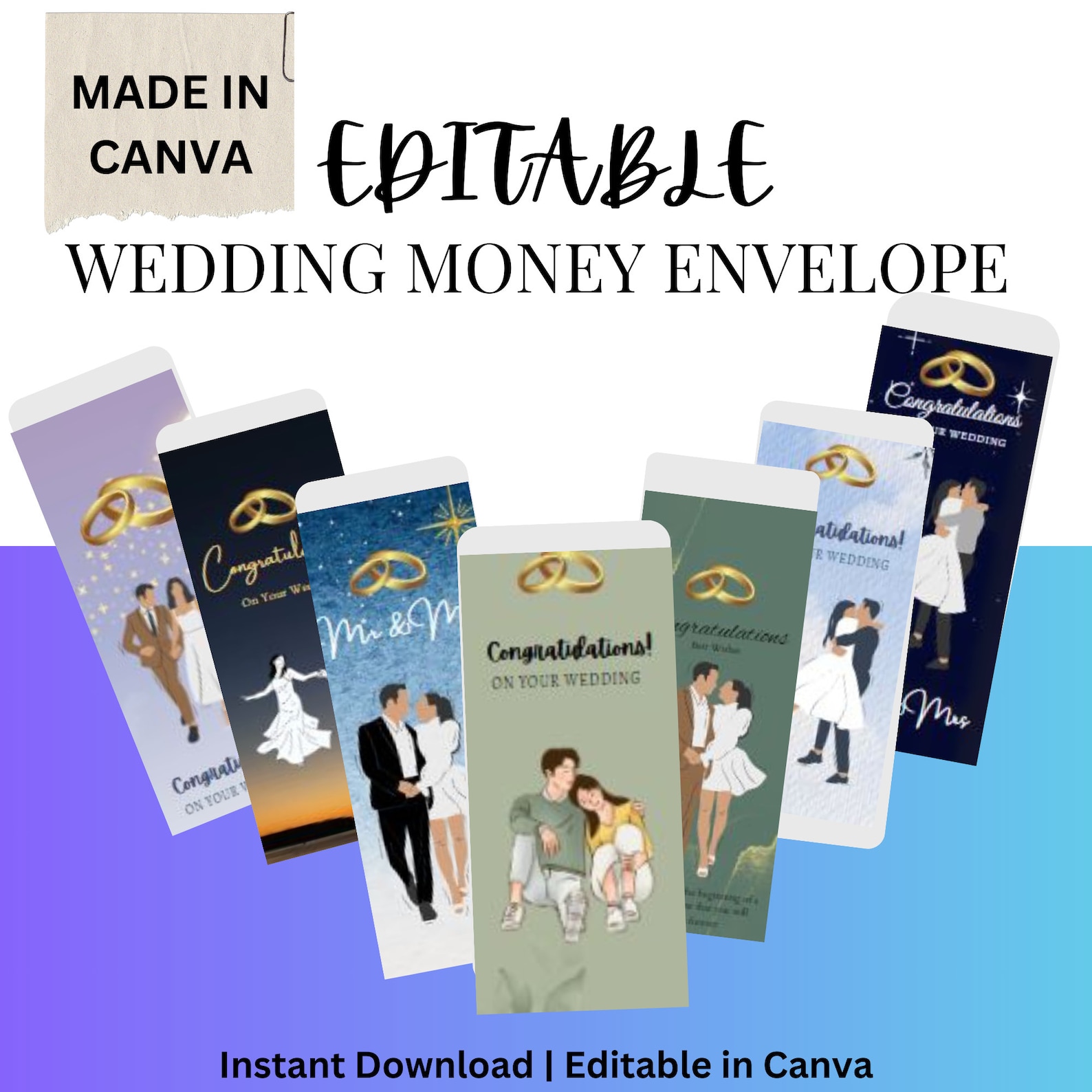 Wedding Money Envelope Minimalist Invitation Printable Stationery ...
