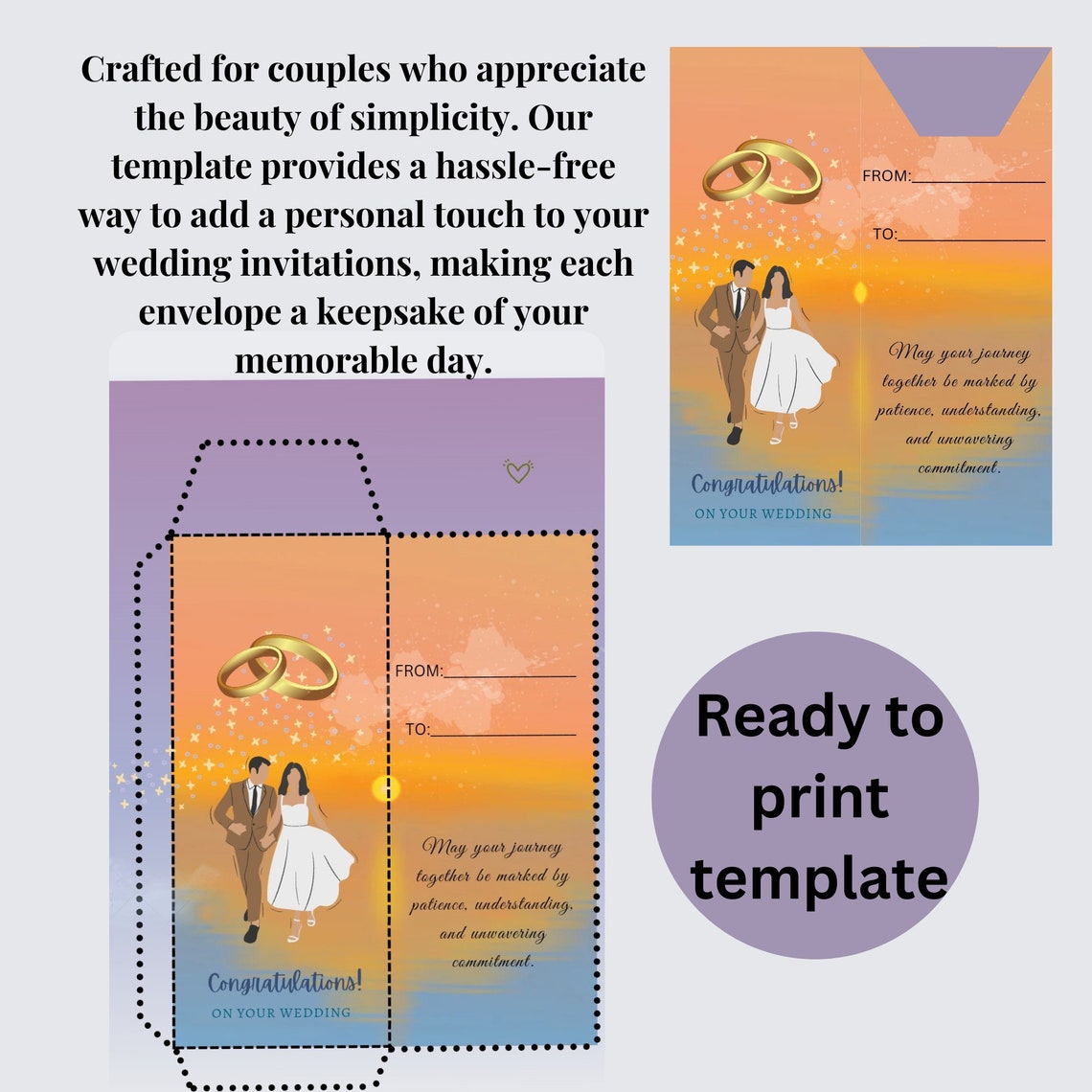 Wedding Money Envelope Minimalist Invitation Printable Stationery ...