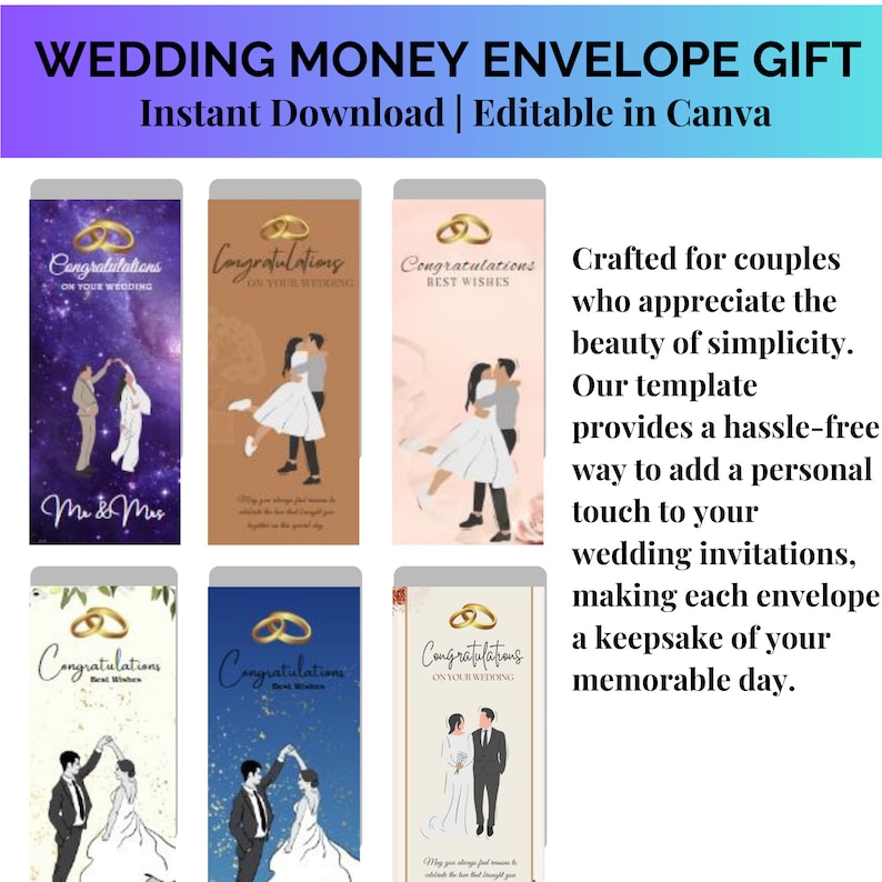 Wedding Money Envelope Minimalist Invitation Printable Stationery ...