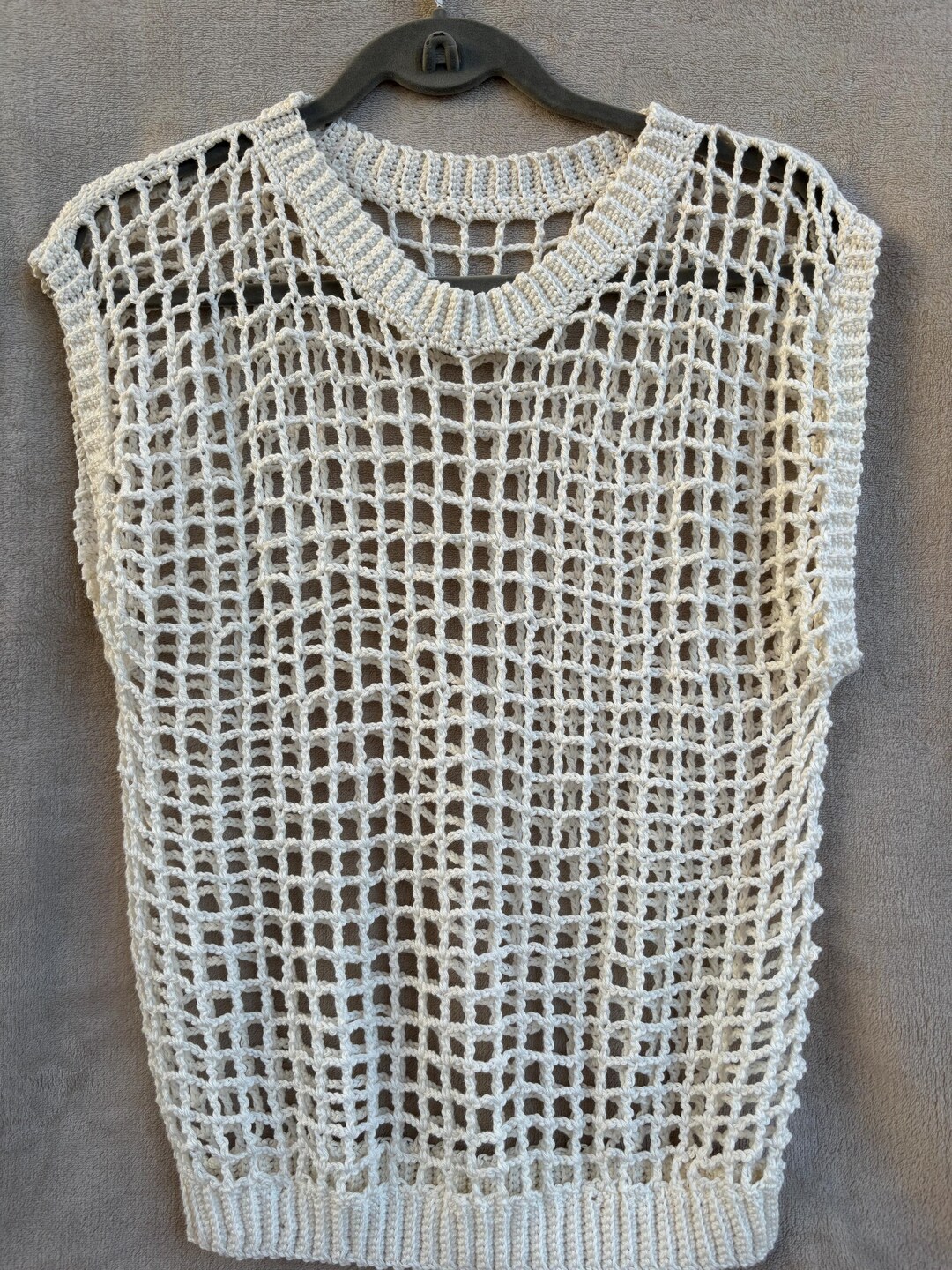 White Mesh Top With Ribbing - Etsy