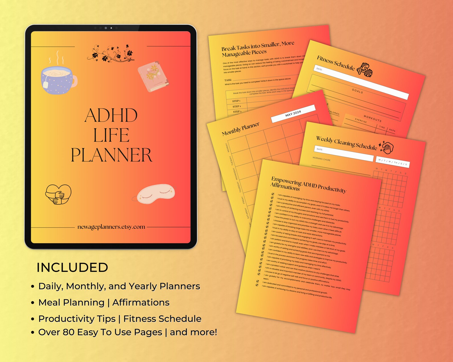 ADHD Digital Planner, ADHD Productivity Planner, Goodnotes Planner ...