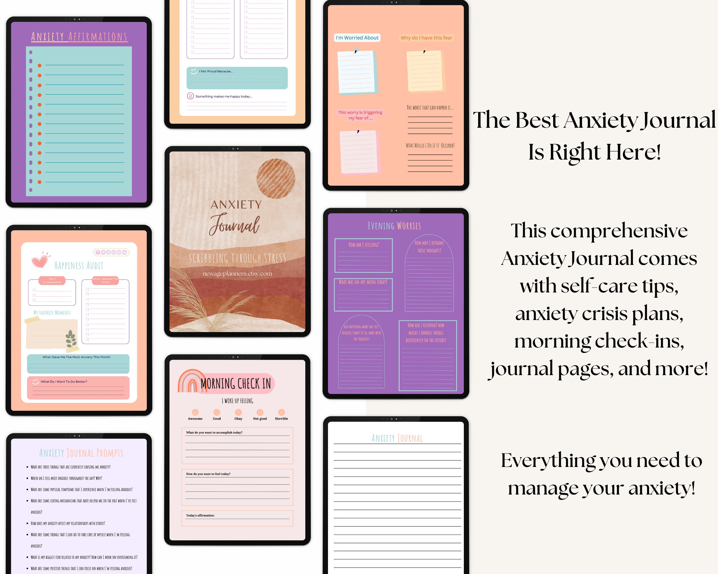 Anxiety Journal, Mental Health Journal, Daily Check-in for Mental ...