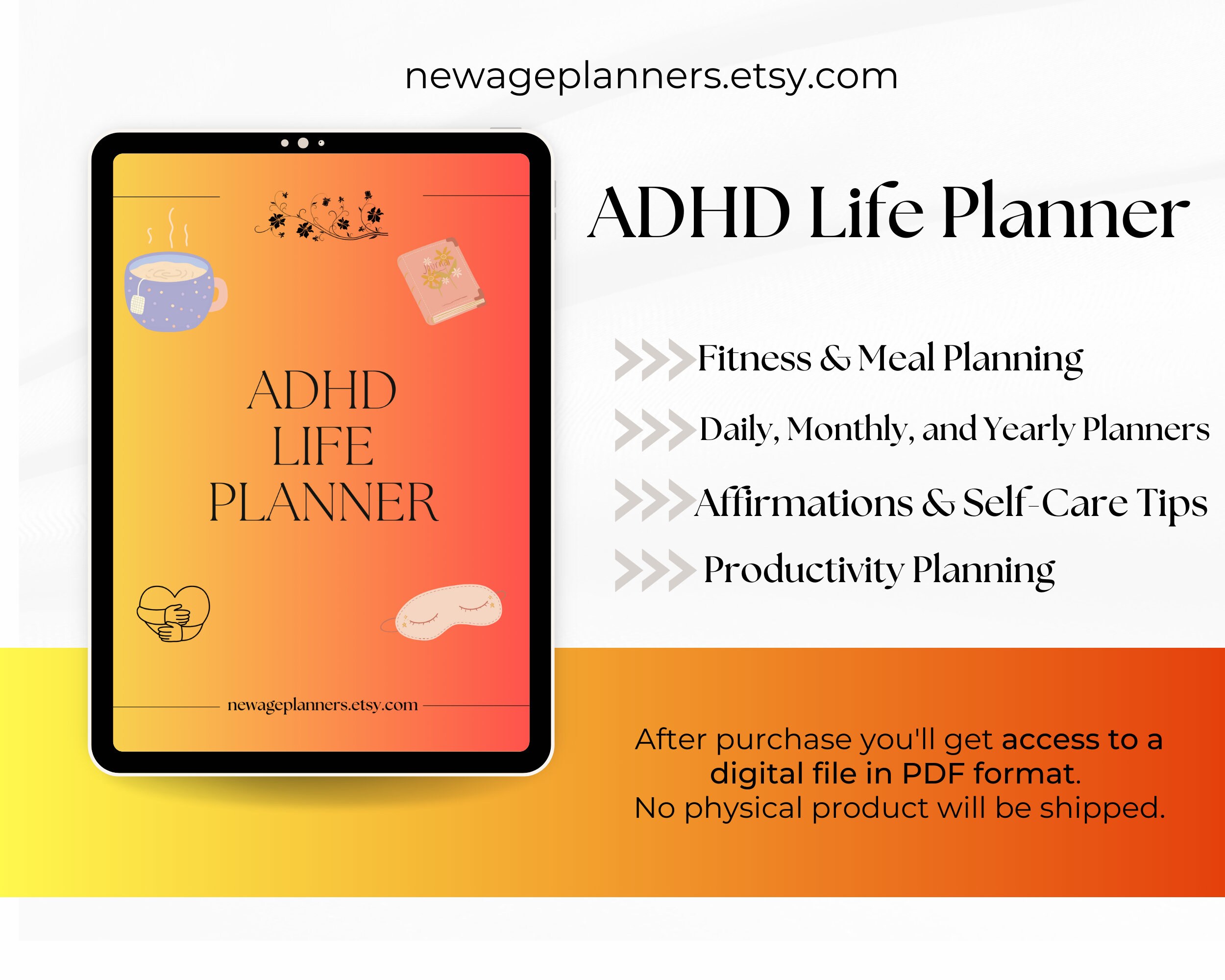ADHD Digital Planner, ADHD Productivity Planner, Goodnotes Planner ...