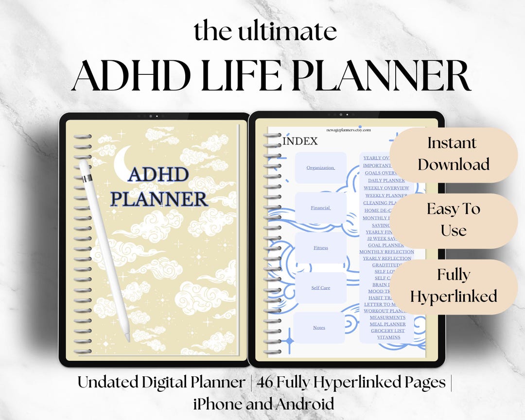 ADHD Digital Planner, ADHD Productivity Planner, Goodnotes Planner ...