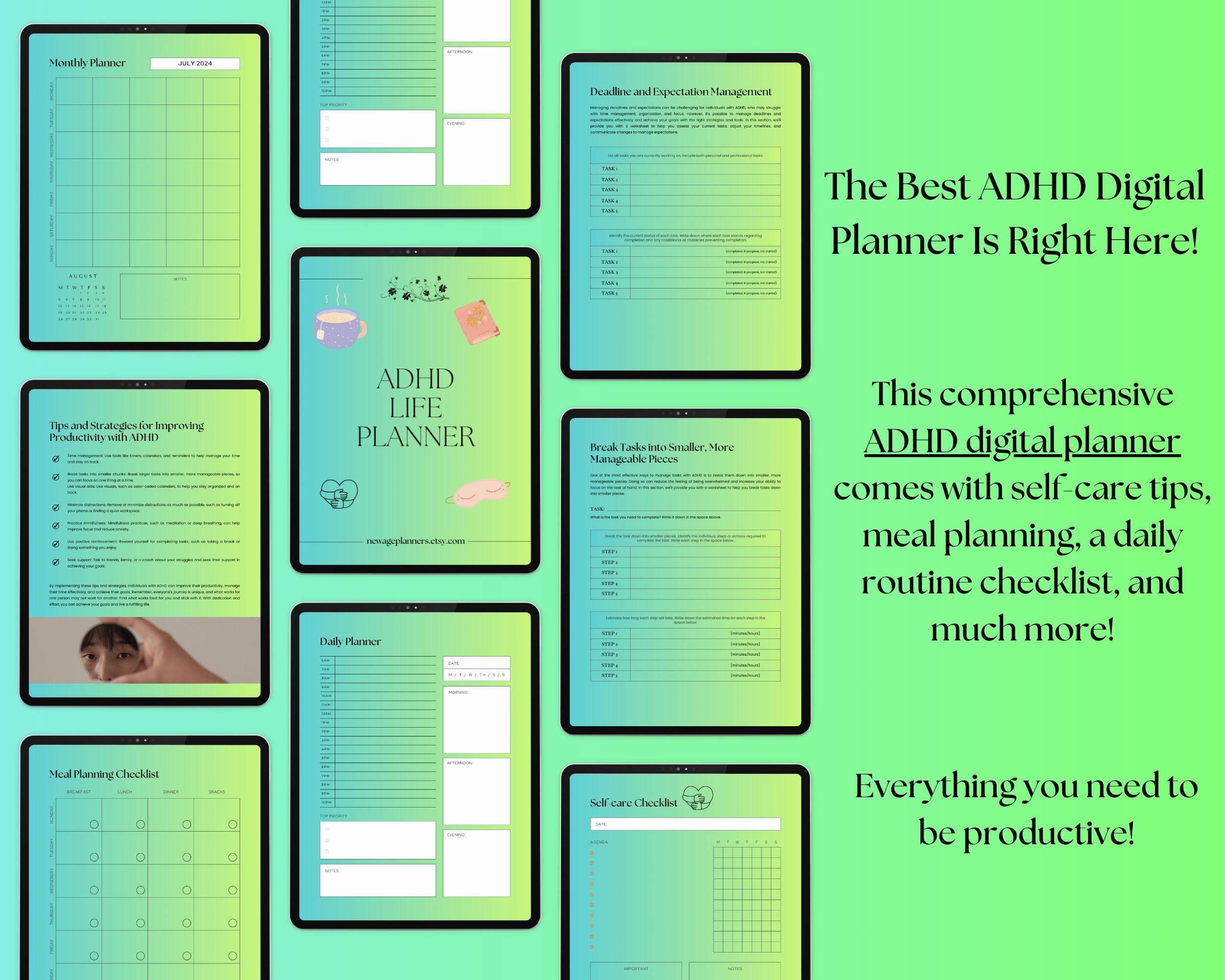 ADHD Digital Planner, ADHD Productivity Planner, Goodnotes Planner ...