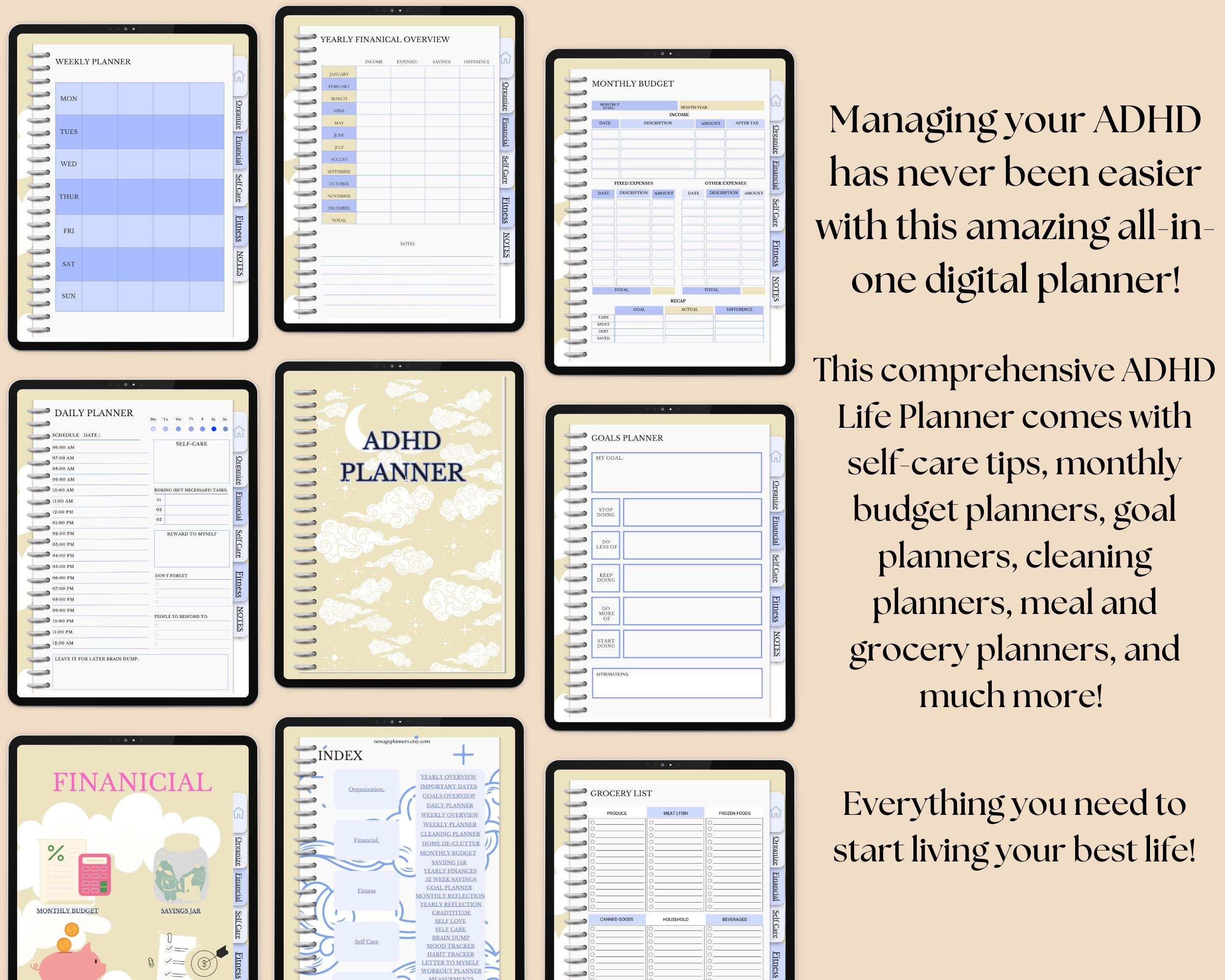 ADHD Digital Planner, ADHD Productivity Planner, Goodnotes Planner ...