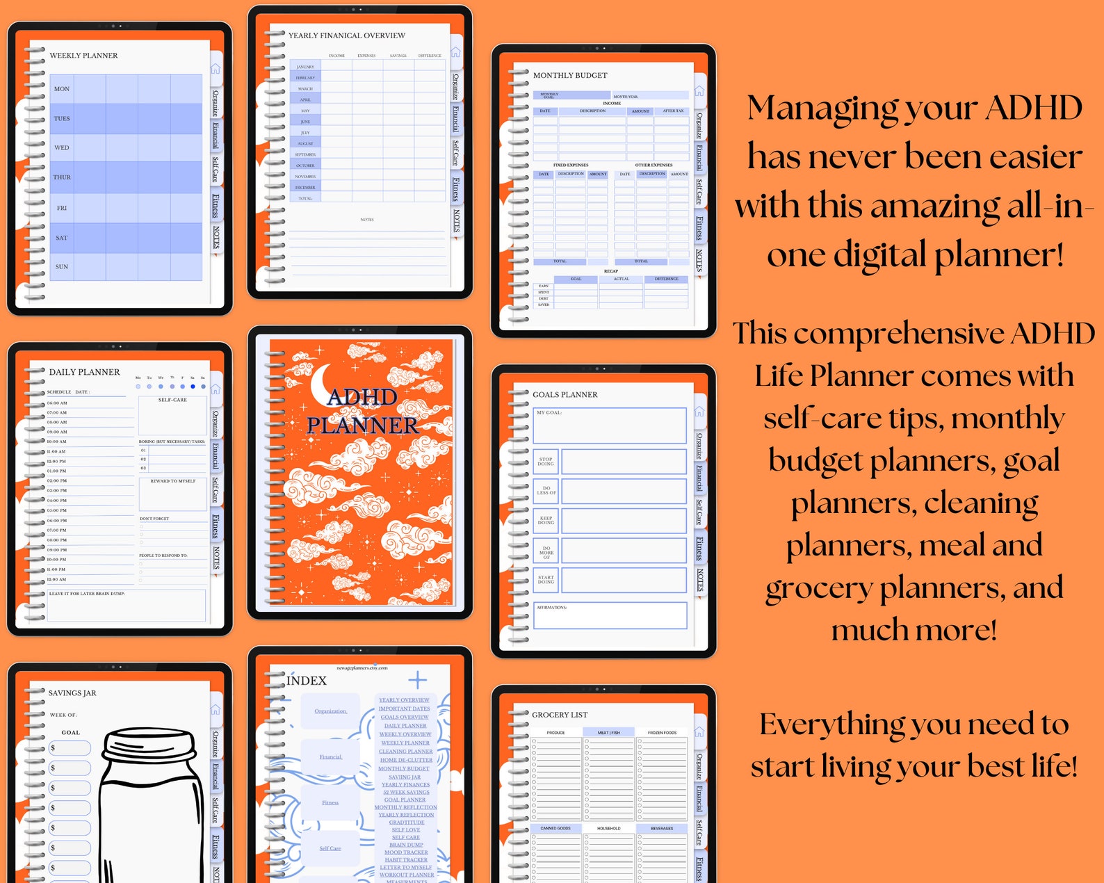 ADHD Digital Planner, ADHD Productivity Planner, Goodnotes Planner ...