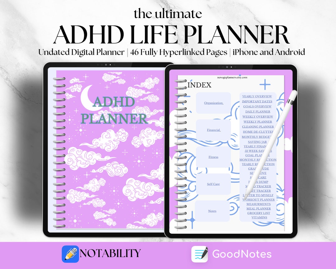 ADHD Digital Planner, ADHD Productivity Planner, Goodnotes Planner ...