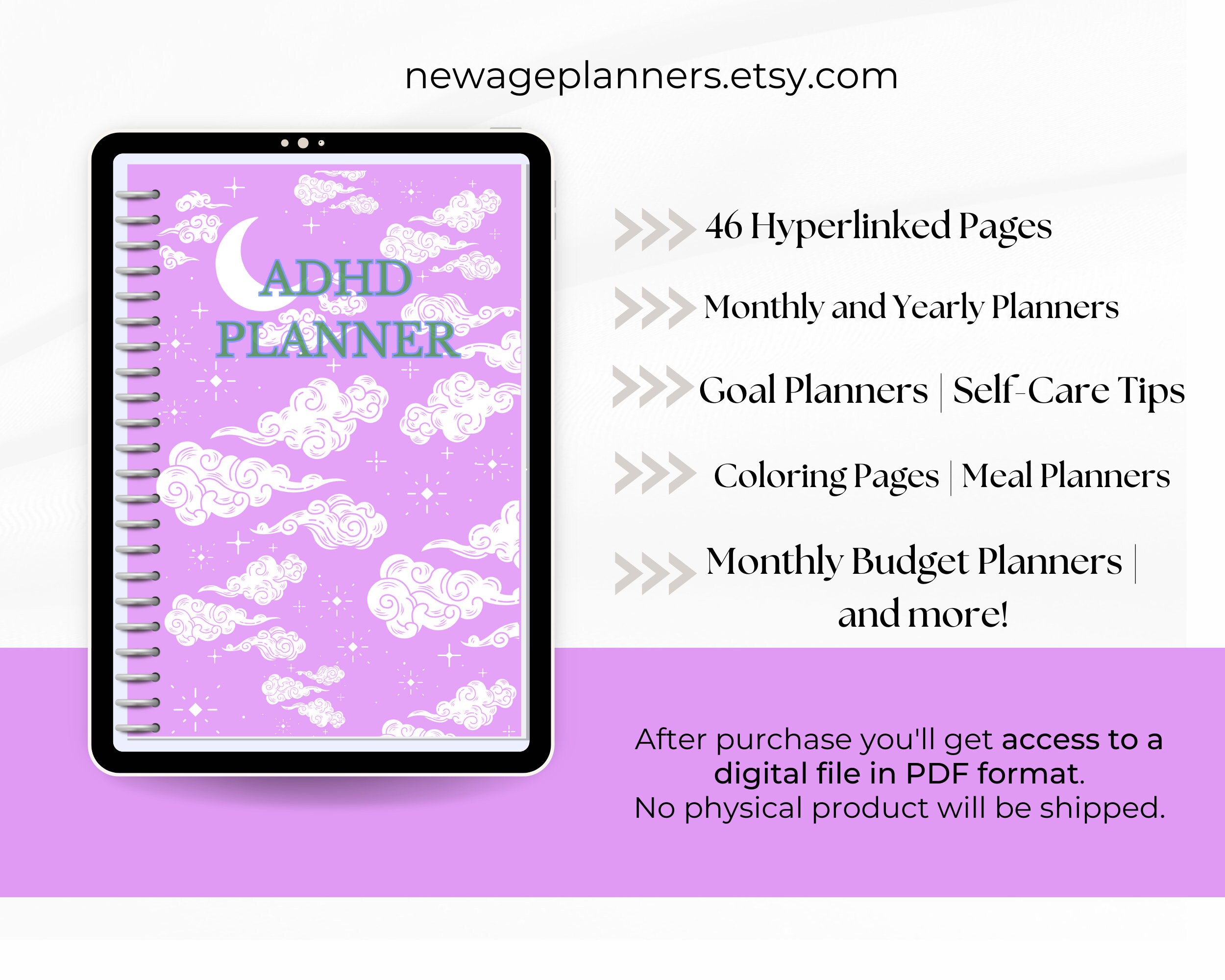 ADHD Digital Planner, ADHD Productivity Planner, Goodnotes Planner ...