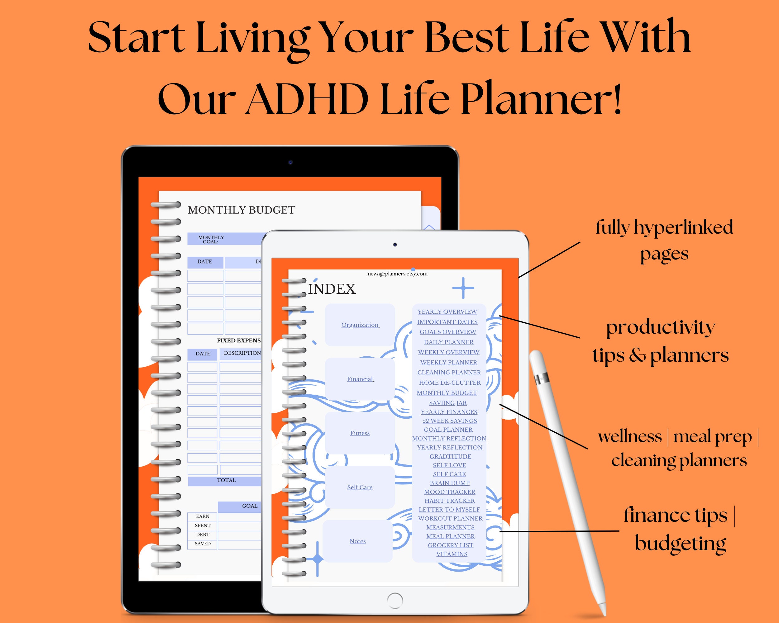 ADHD Digital Planner, ADHD Productivity Planner, Goodnotes Planner ...