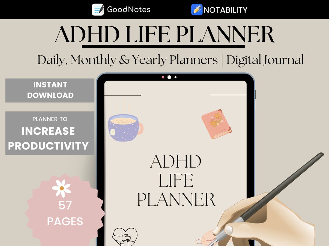 ADHD Digital Planner, ADHD Productivity Planner, Goodnotes Planner ...