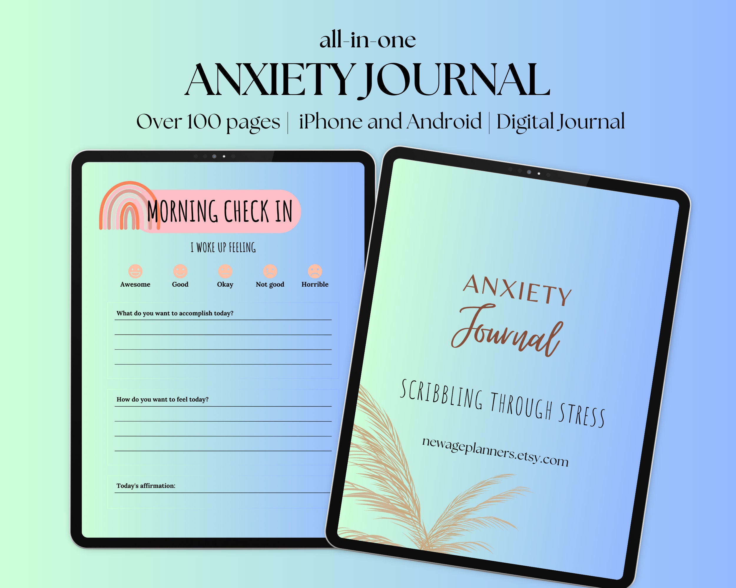 Anxiety Journal, Mental Health Journal, Goodnotes Planner, Daily Check ...
