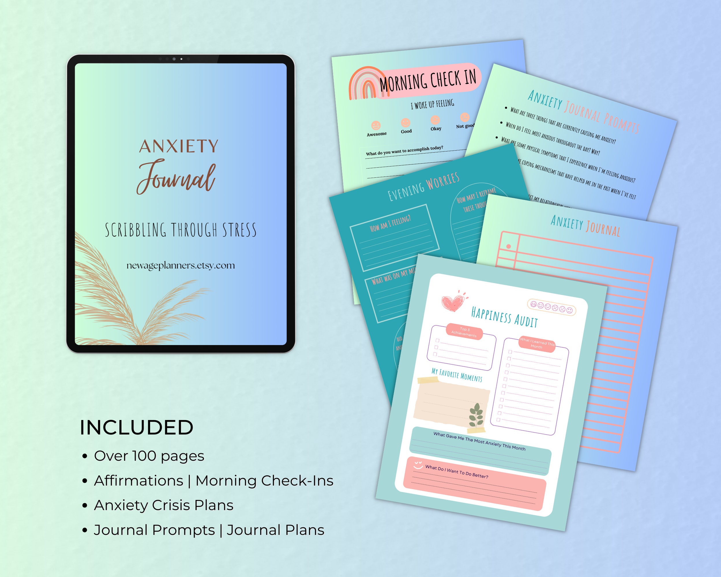 Anxiety Journal, Mental Health Journal, Goodnotes Planner, Daily Check ...