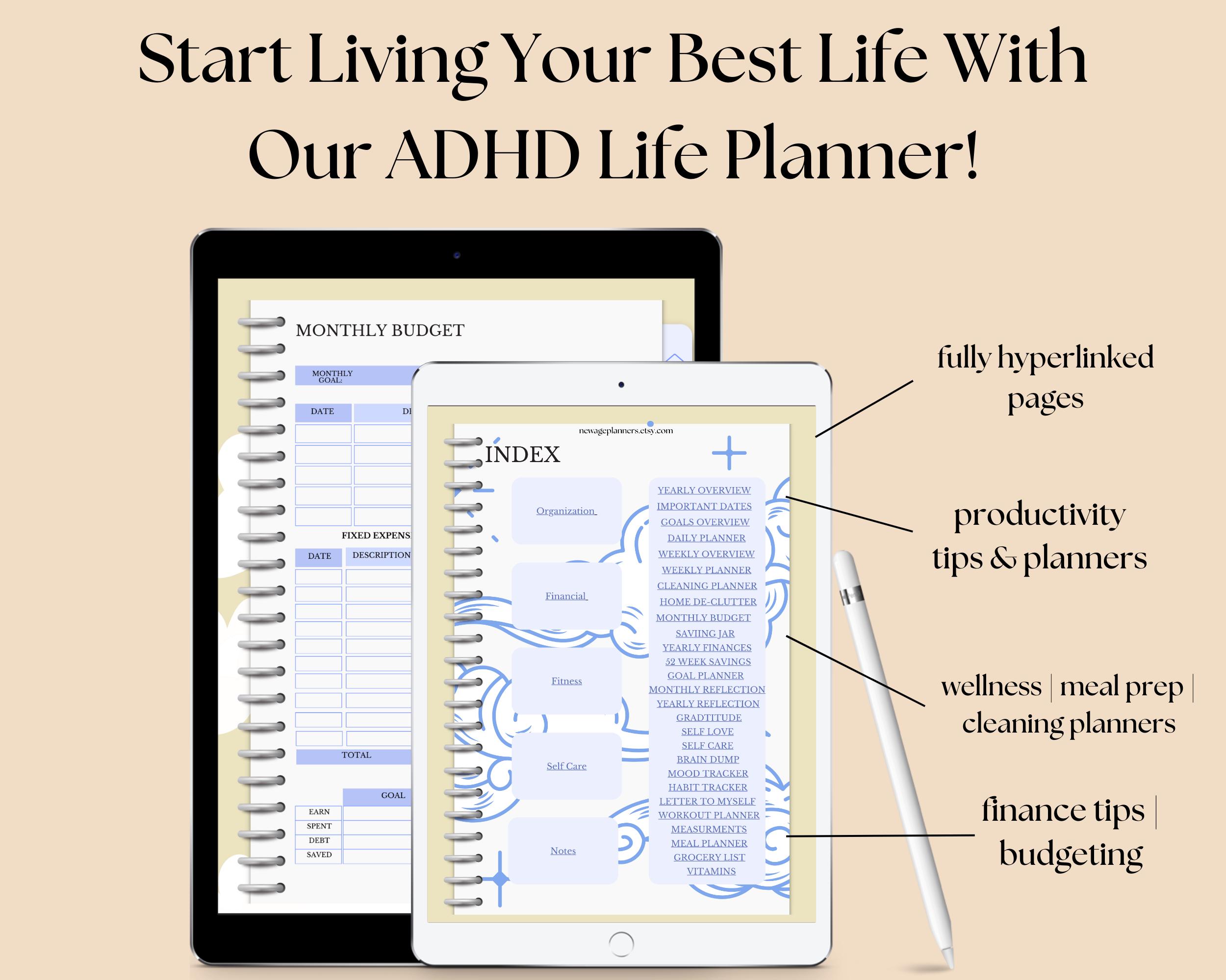 ADHD Digital Planner, ADHD Productivity Planner, Goodnotes Planner ...