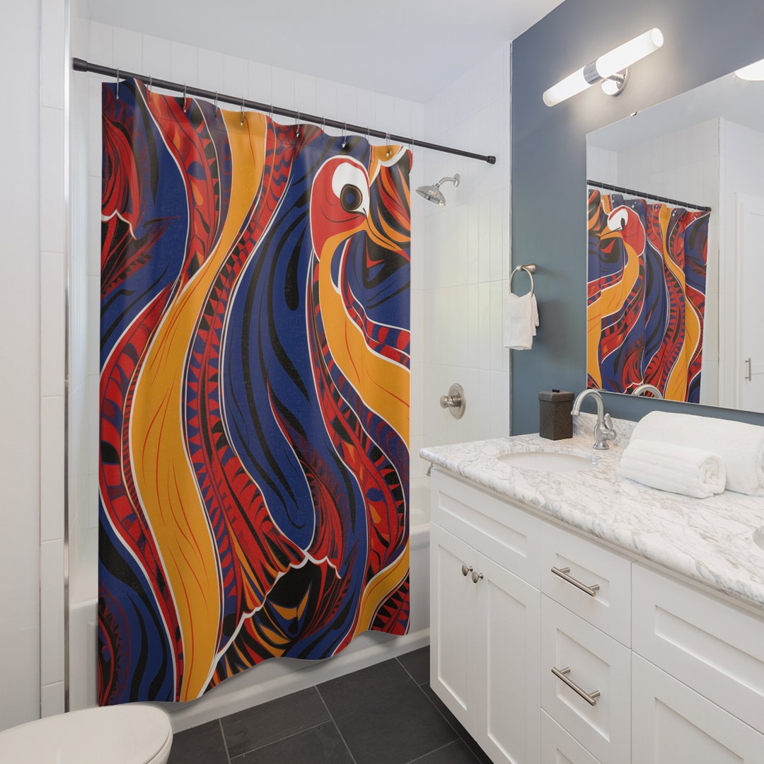 Bath in Style Ankara Swan Pattern Shower Curtain for a Chic Bathroom ...