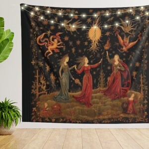 Witch Inspired Wall Tapestry Boho Design Tapestry Wall Hanging Neutral ...
