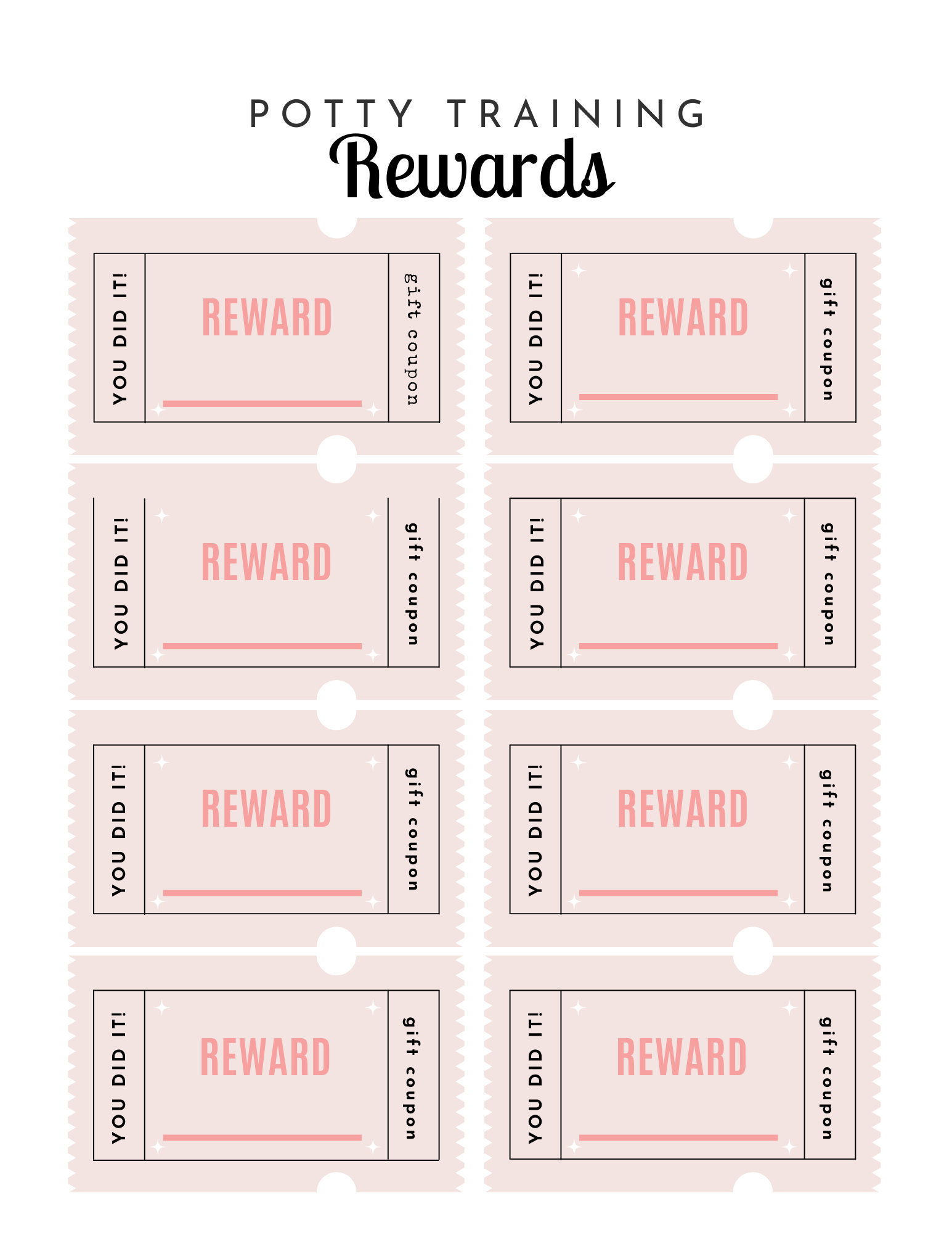 Kids Potty Training Chart With Reward Coupons for Children's Potty ...