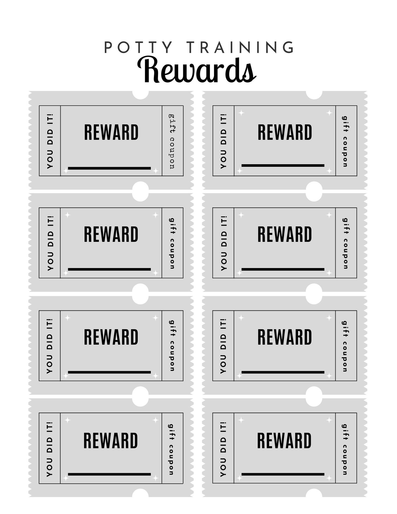 Kids Potty Training Chart With Reward Coupons for Children's Potty ...