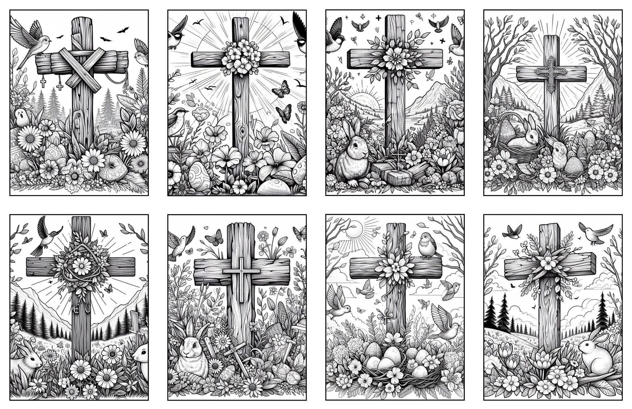100 Crosses Coloring Book Coloring Page Bundle Adults Kids Instant ...