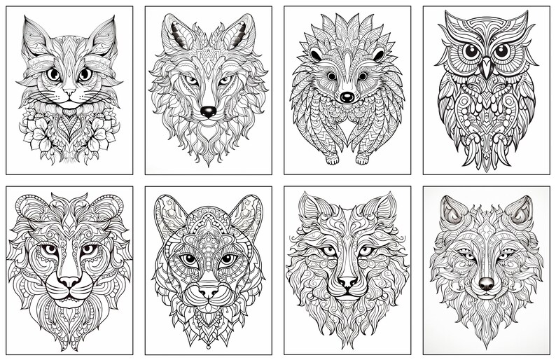 100 Amazing Animals: Zentangle and Mandala Coloring Book - Coloring ...