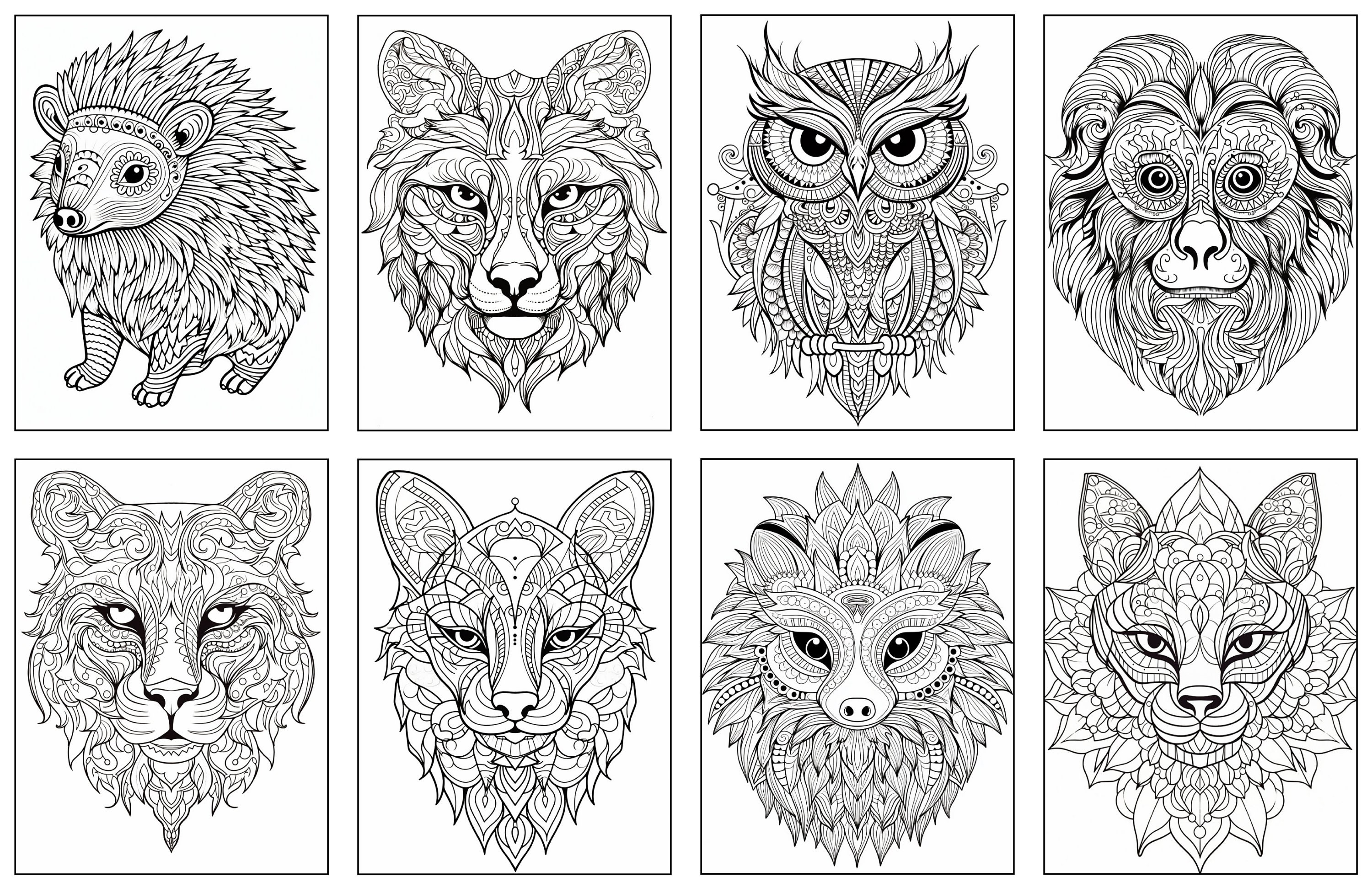 100 Amazing Animals: Zentangle and Mandala Coloring Book - Coloring ...