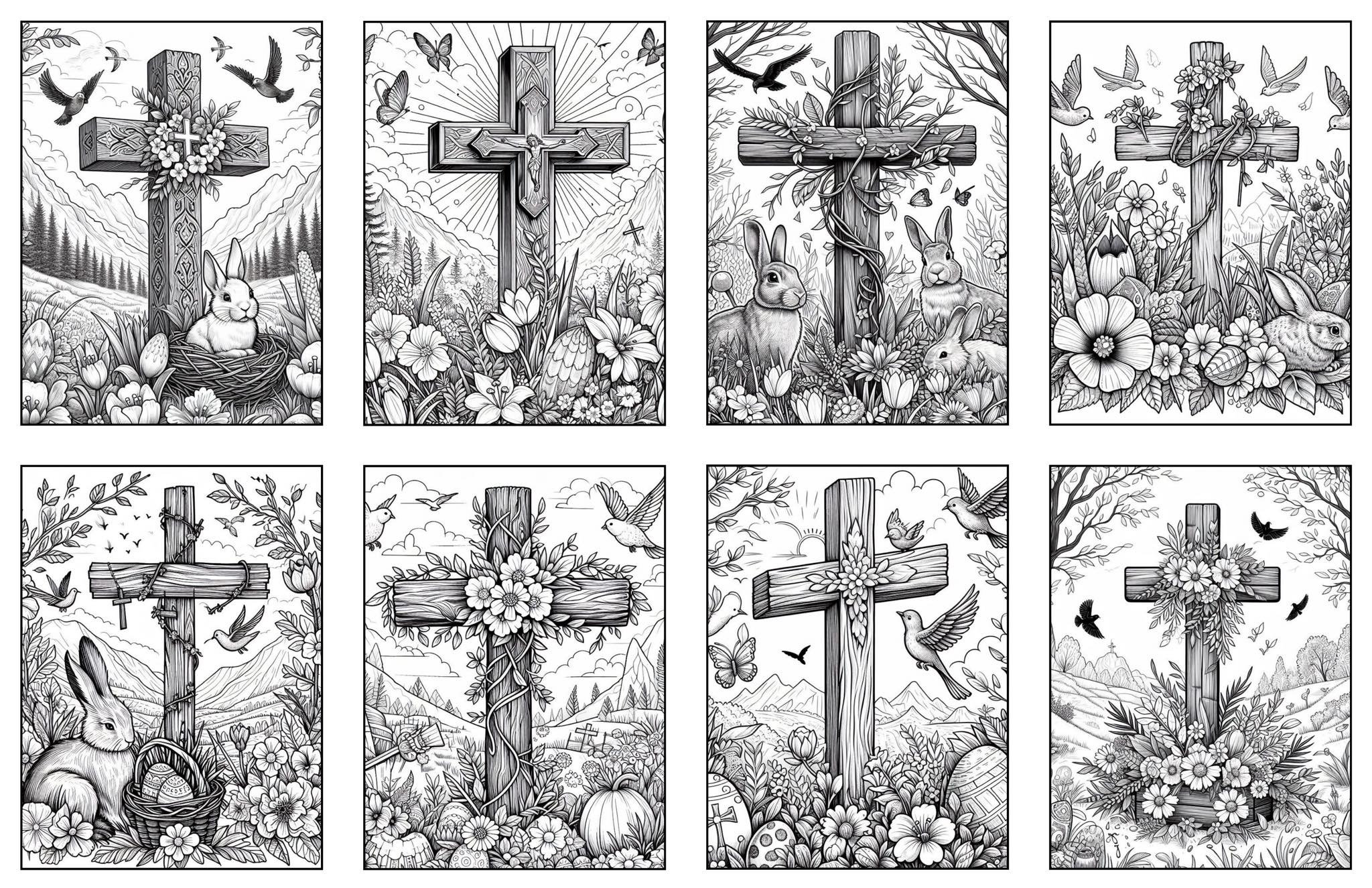 100 Crosses Coloring Book Coloring Page Bundle Adults Kids Instant ...
