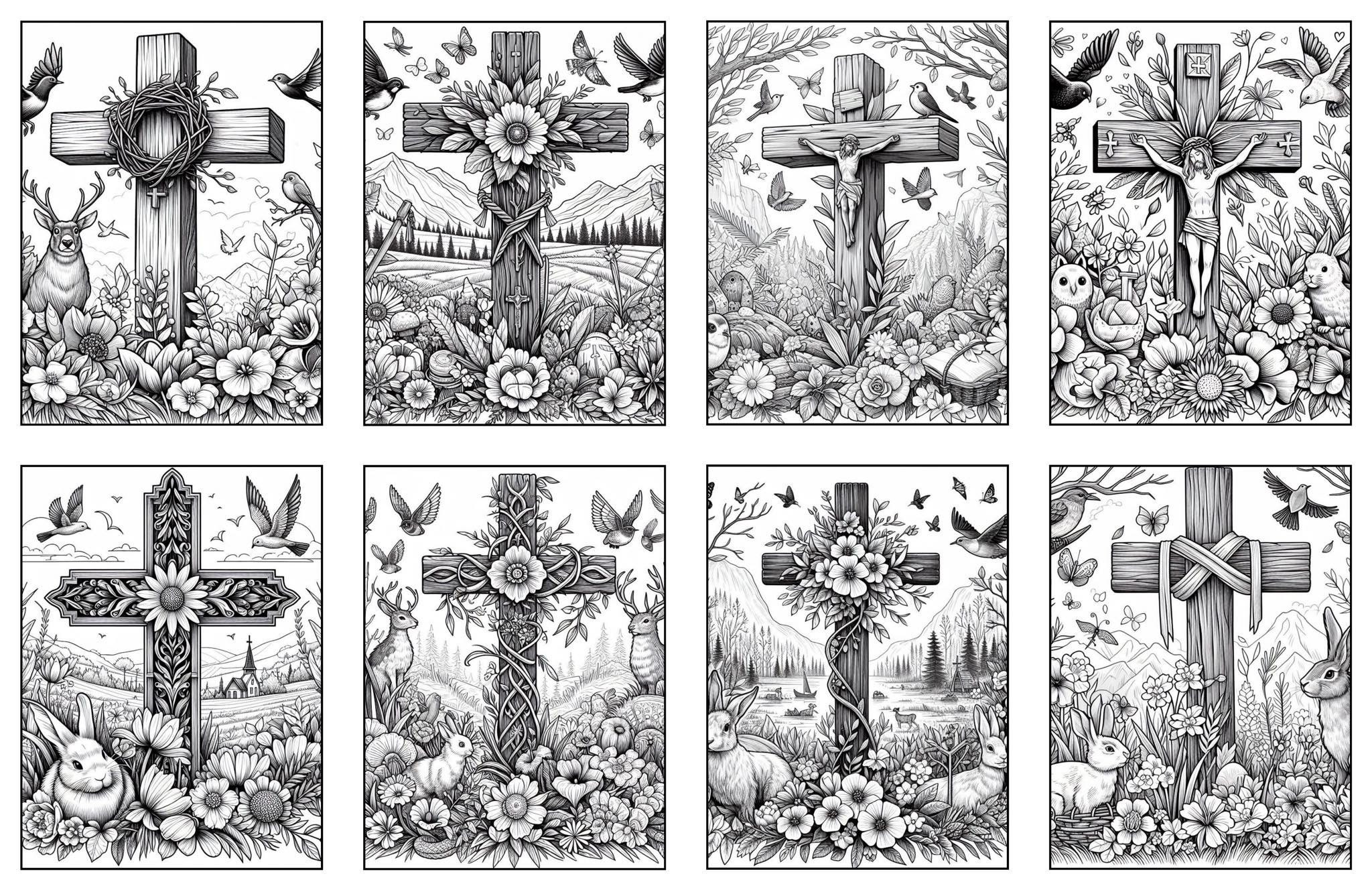 100 Crosses Coloring Book Coloring Page Bundle Adults Kids Instant ...