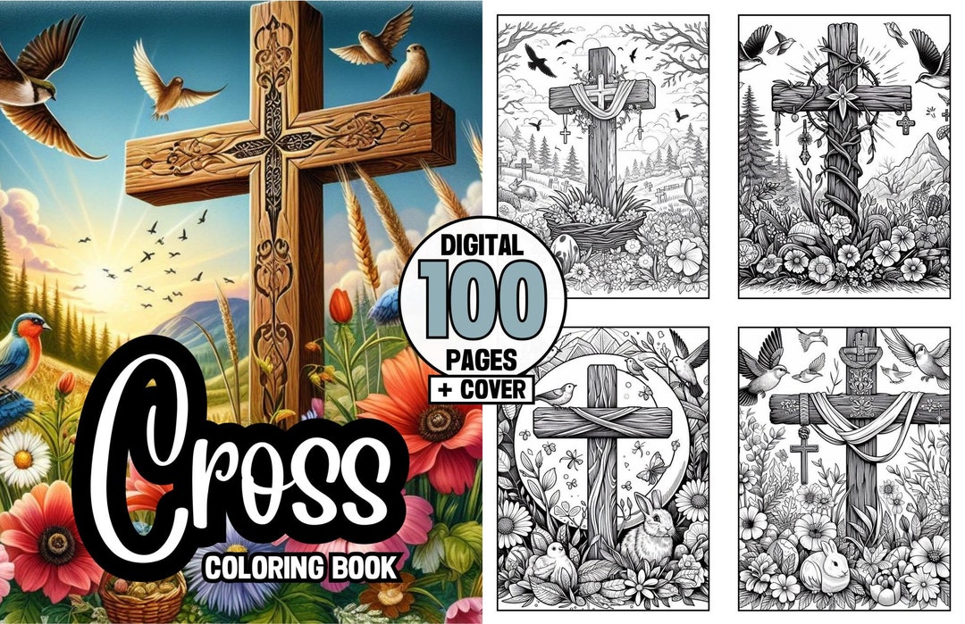100 Crosses Coloring Book Coloring Page Bundle Adults Kids Instant ...