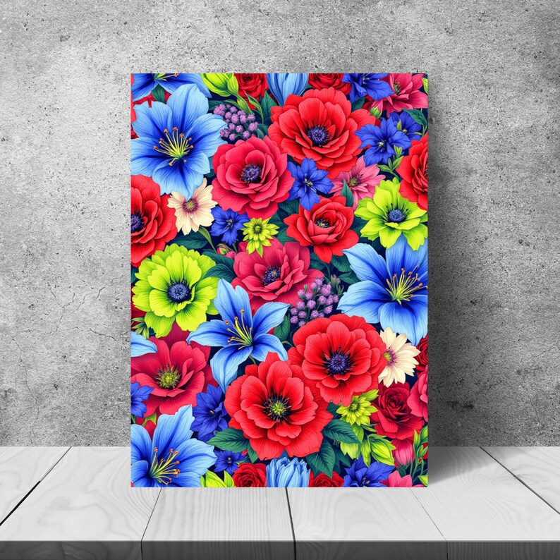 Floral Fusion Digital Paper Bundle 100 Vibrant Floral Patterns 12x12 ...