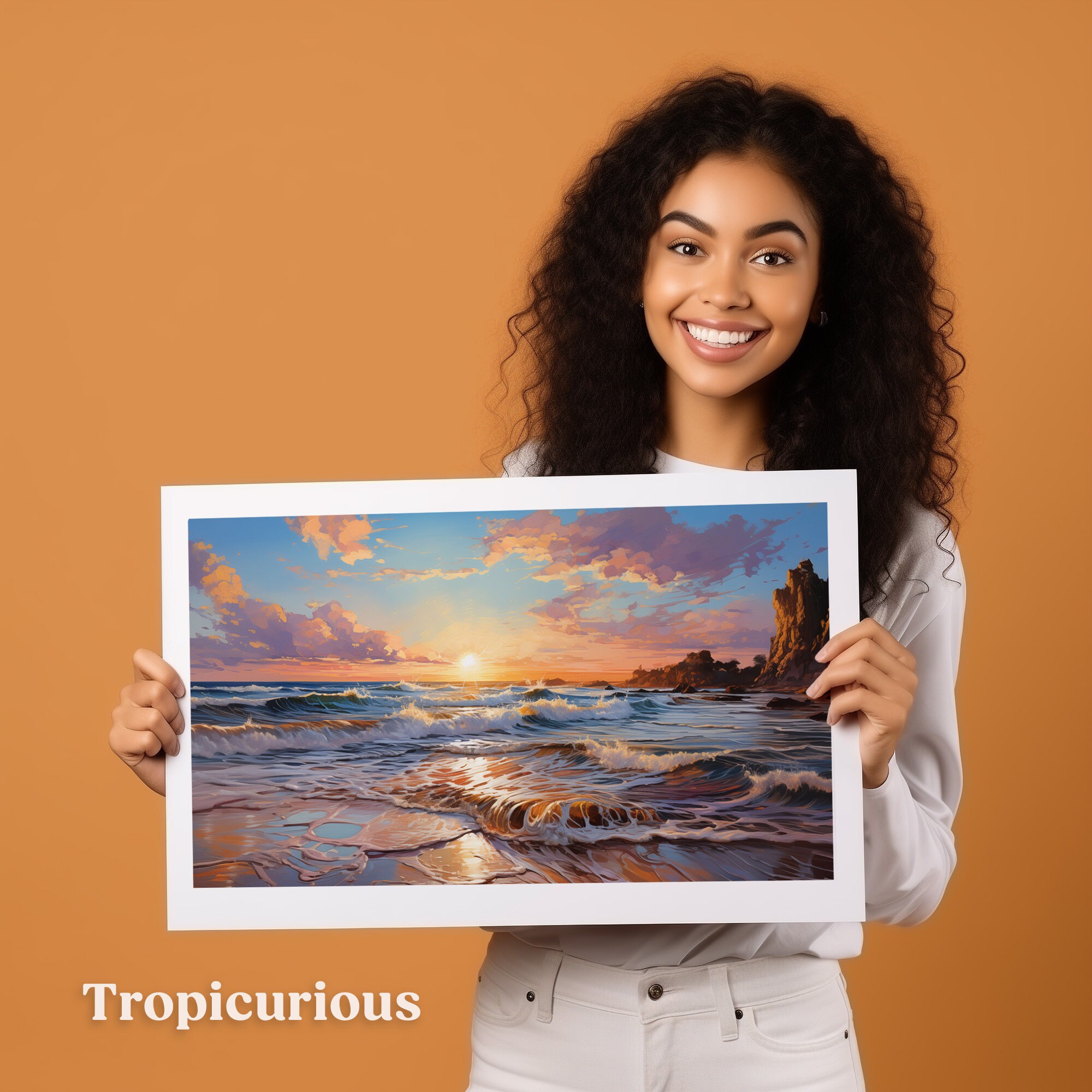 Frothy Sunset Ocean Waves, Beach Landscape Painting - Etsy