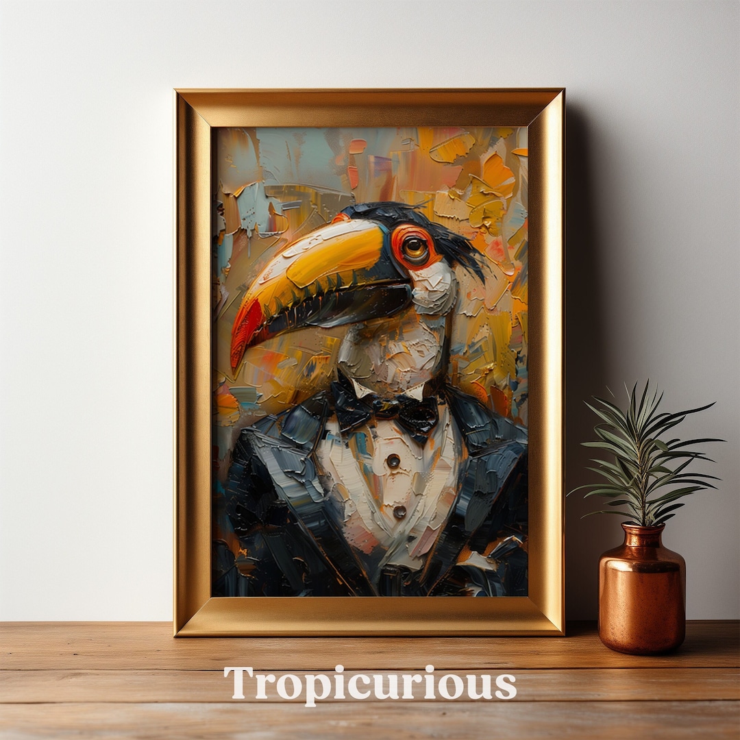 Tuxedo Toucan, Tropical Bird Man Painting - Etsy