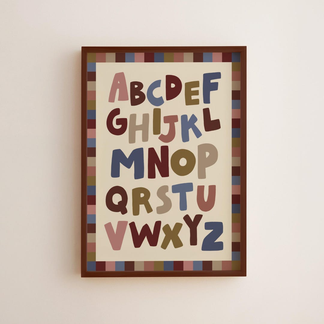 Retro Alphabet ABC Poster, Earthy Tones Nursery Wall Art (instant ...