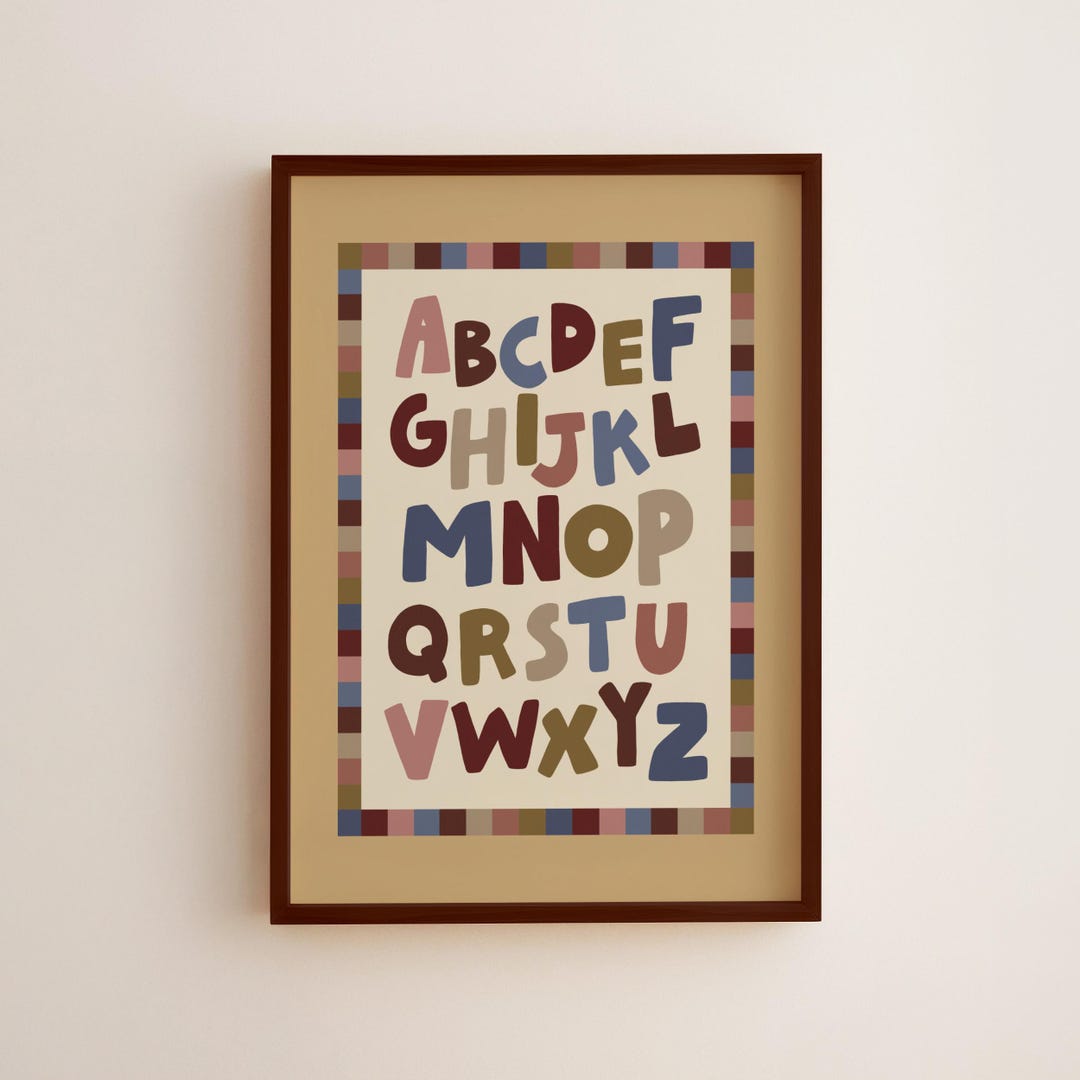 Retro Alphabet Poster, Earthy Tones ABC Wall Art, Nursery Decor ...