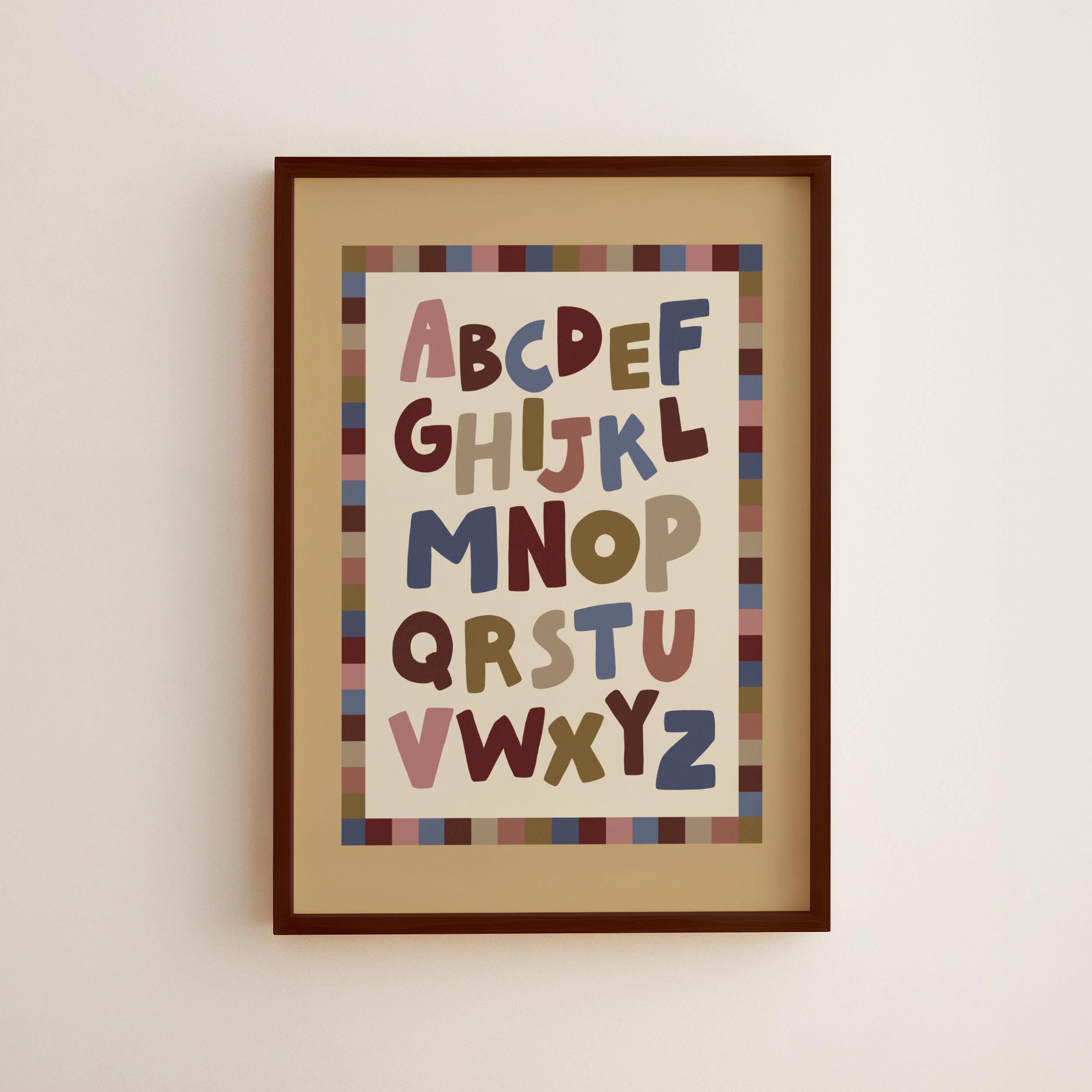 Retro Alphabet Poster, Earthy Tones ABC Wall Art, Nursery Decor ...