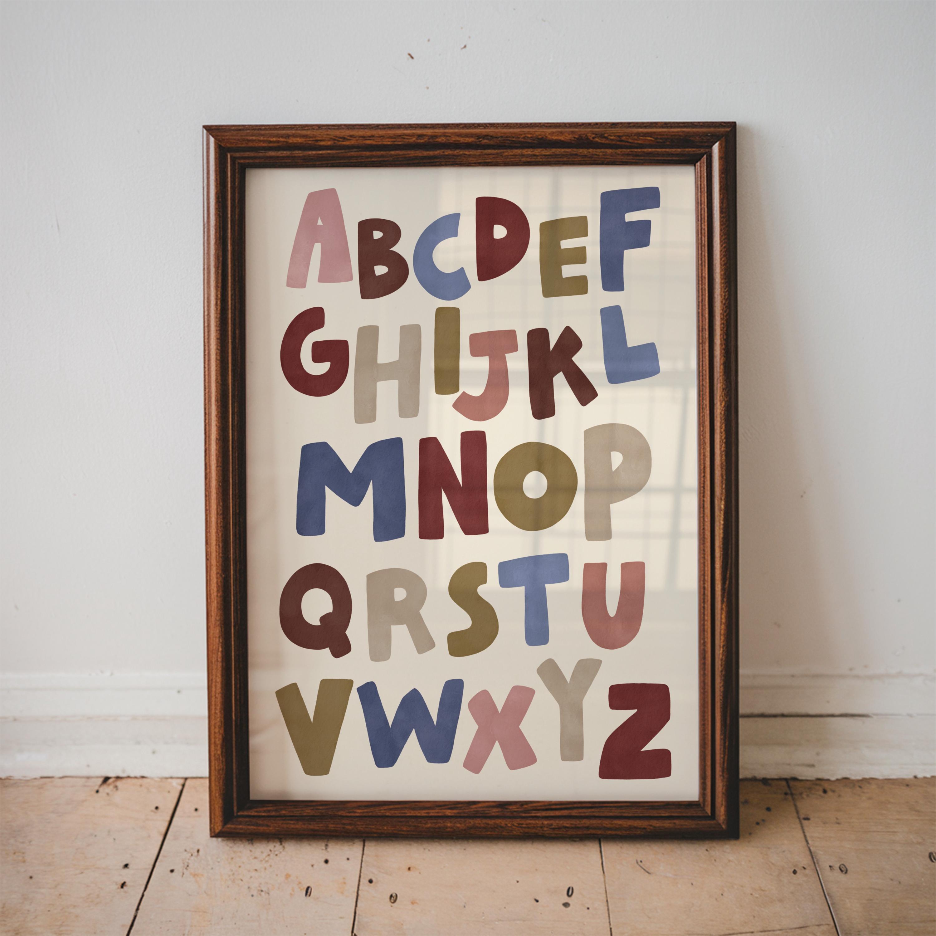Retro Alphabet Poster, Earthy Tones ABC Wall Art, Nursery Decor ...
