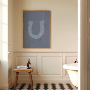 Pastel Blue Lucky Horseshoe Art Print: Western Nursery Decor (digital ...
