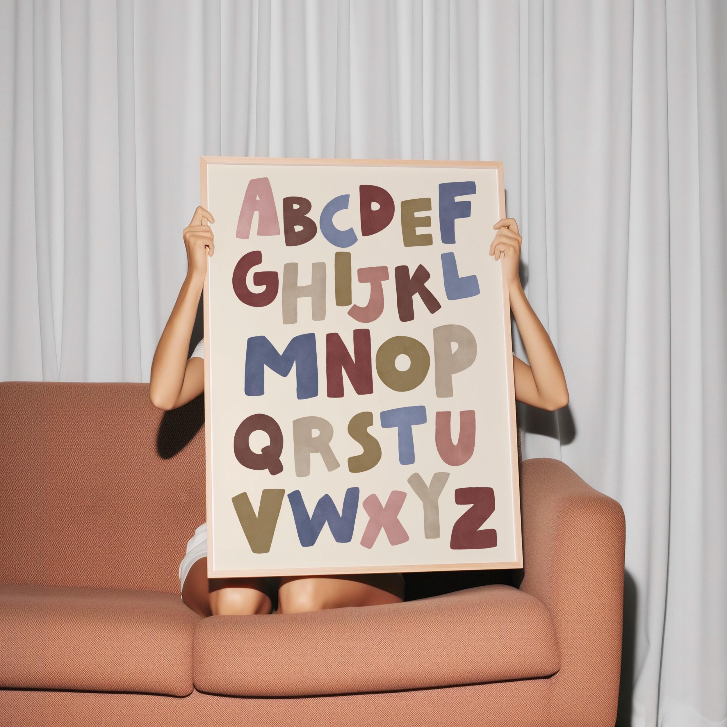Retro Alphabet Poster, Earthy Tones ABC Wall Art, Nursery Decor ...