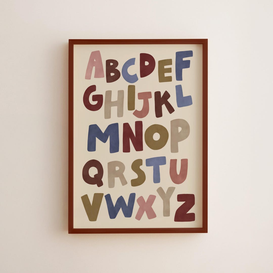 Retro Alphabet Poster, Earthy Tones ABC Wall Art, Nursery Decor ...