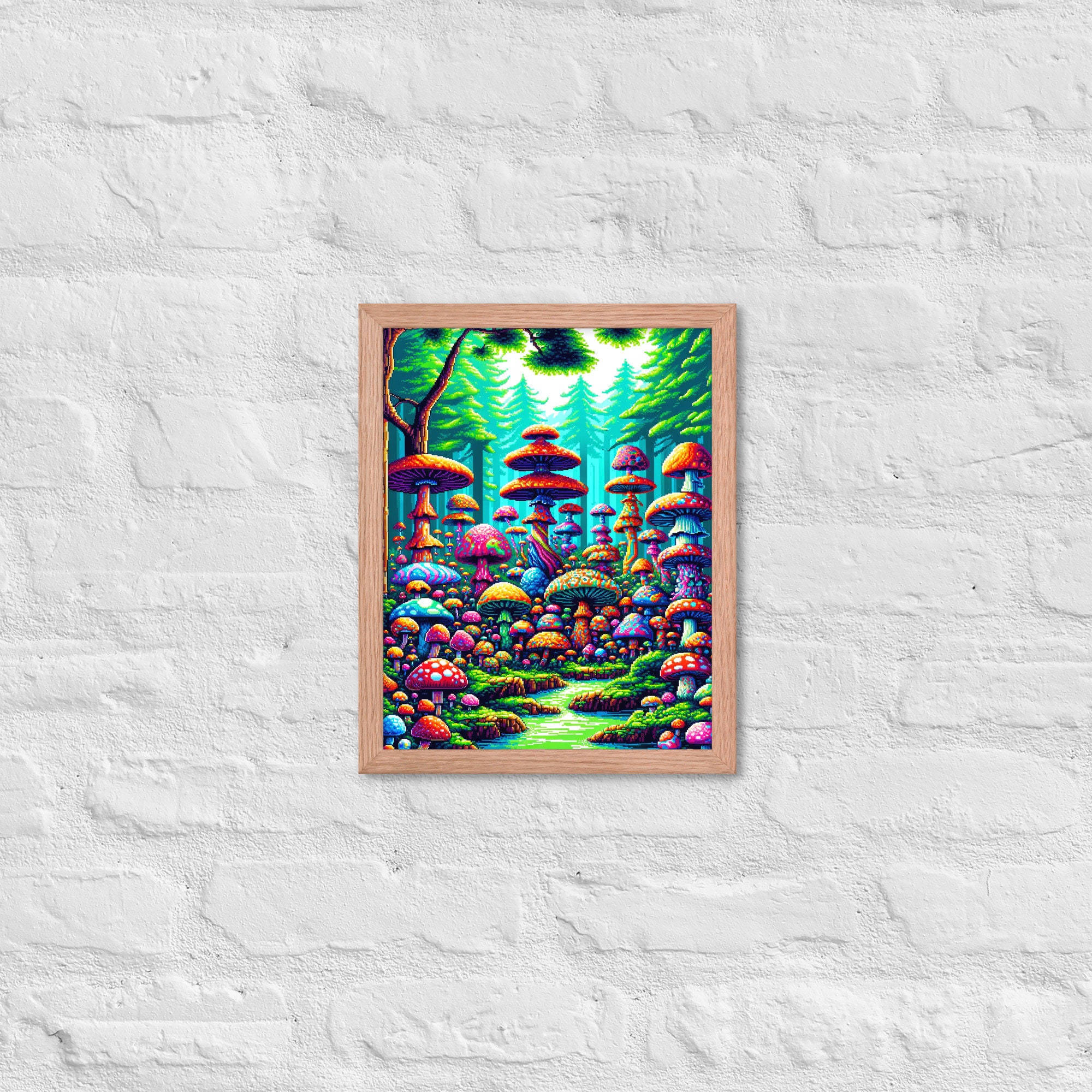 Pixel Fungi: A Digital Forest's Treasure Framed Photo Premium Paper ...