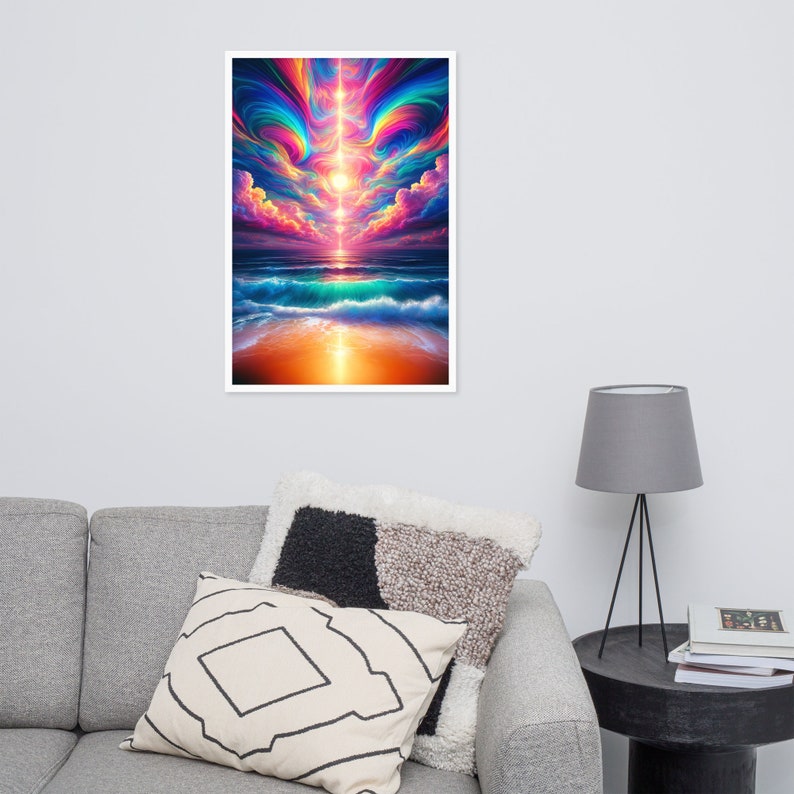 Trippy Ocean Framed Premium Paper Poster Beach, Psychedelic, Spiritual ...