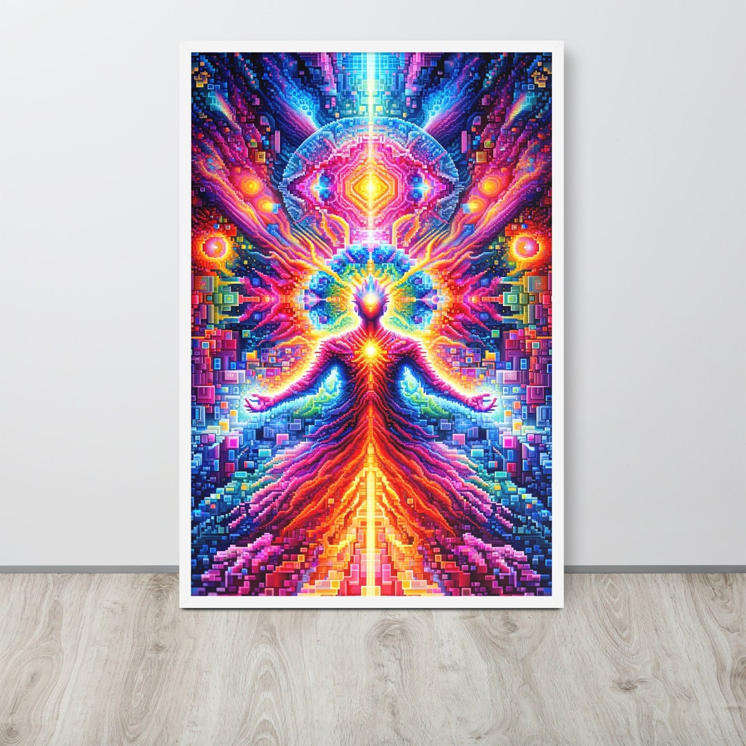 Pixel Awakening Framed Photo Premium Paper Poster Trippy, Psychedelic ...